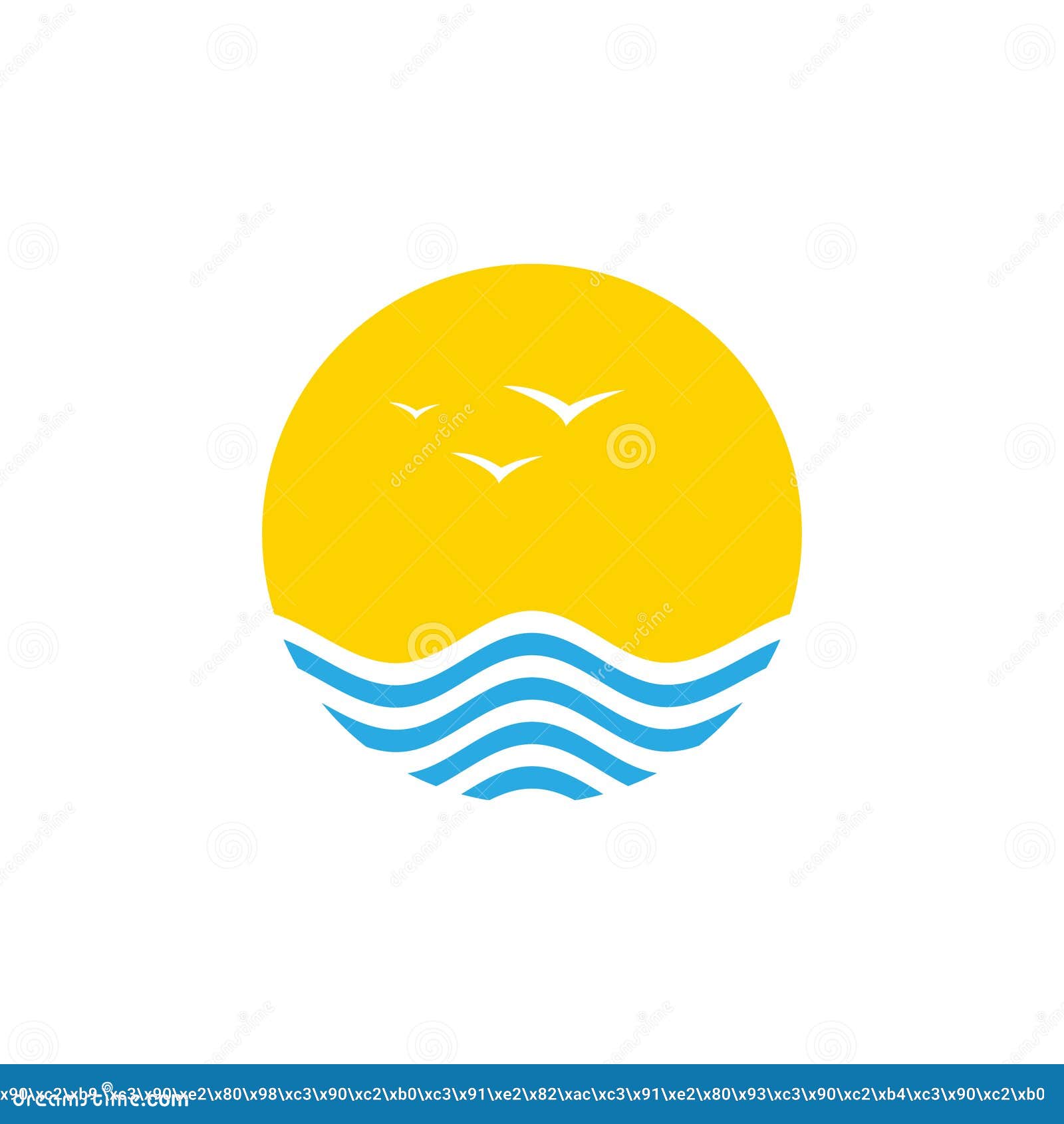 Sun and Wave Vector Illustration. Summer Symbol Isolated on White Stock ...