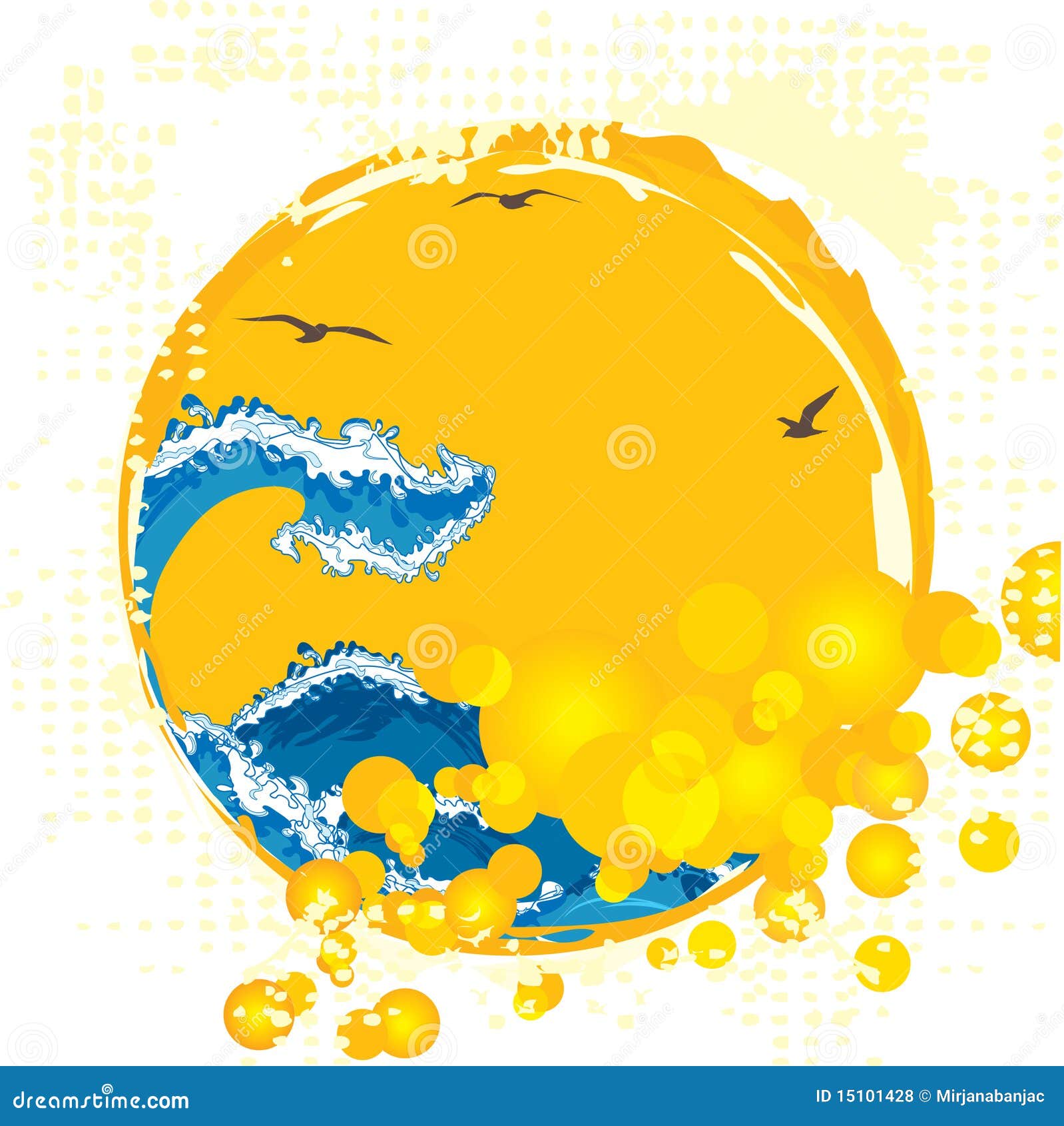 Sun and waves stock vector. Illustration of nature, abstract - 15101428