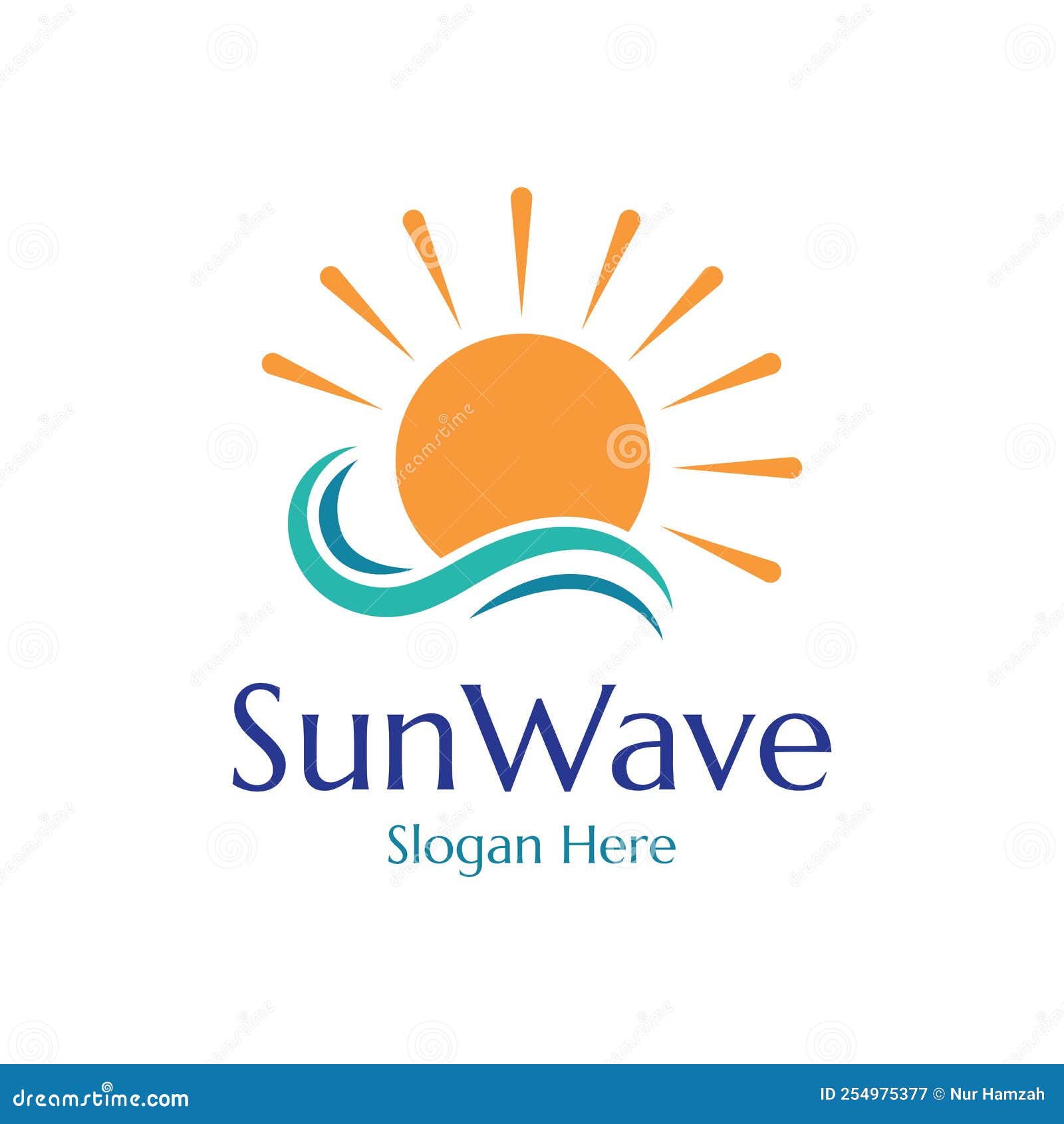 Sun and Waves Illustration Design Vector Template Stock Vector ...