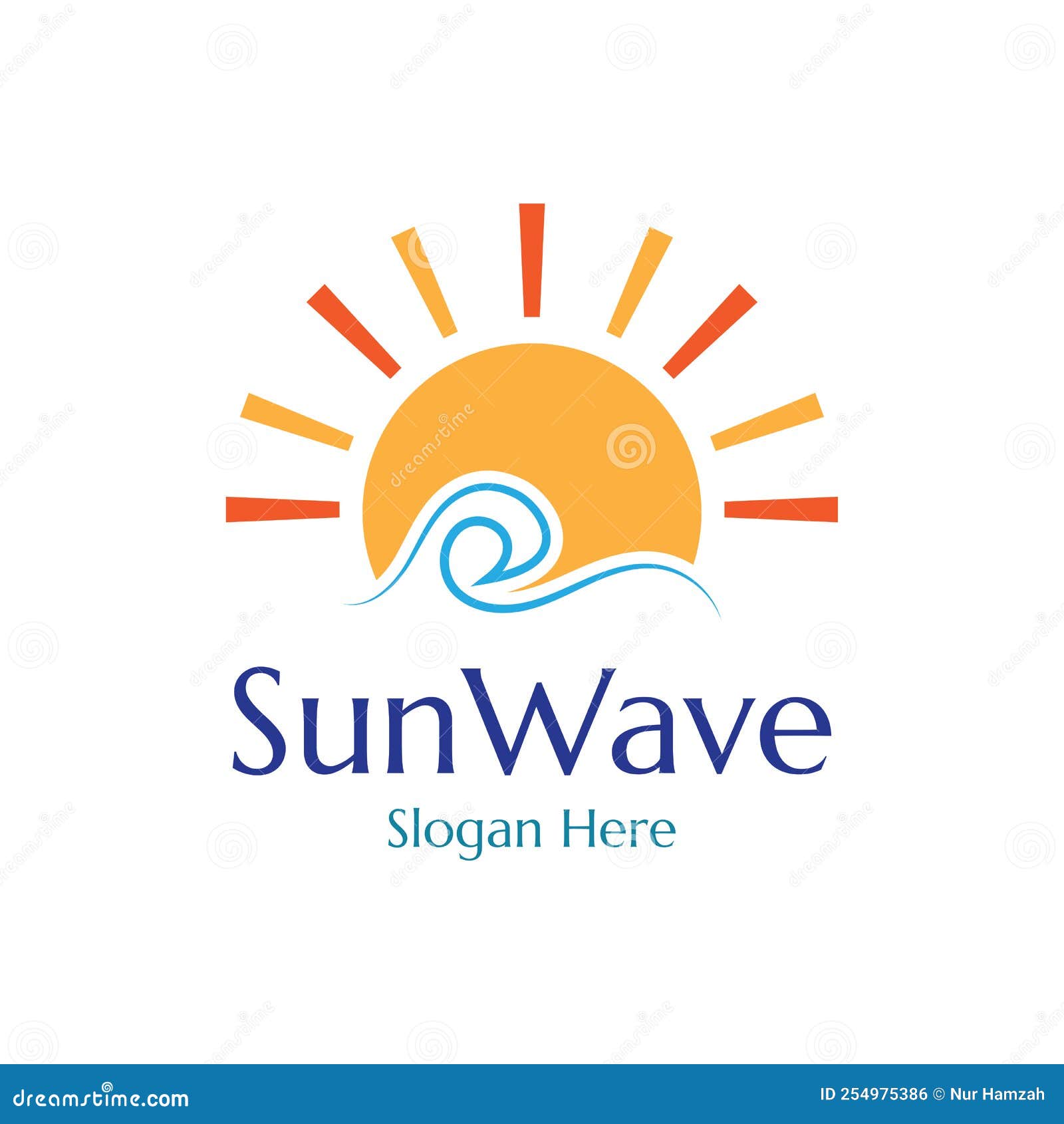 Sun and Waves Illustration Design Vector Template Stock Vector ...