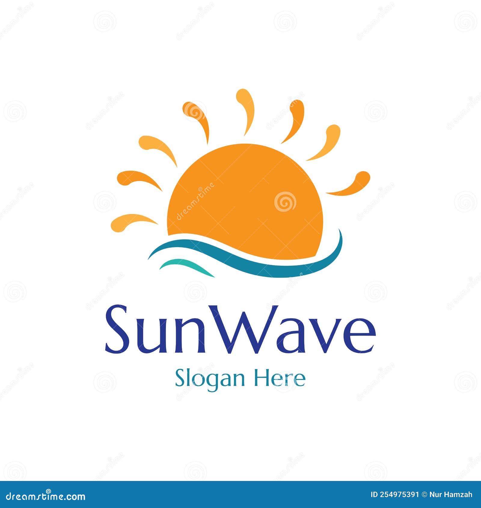 Sun and Waves Illustration Design Vector Template Stock Vector ...