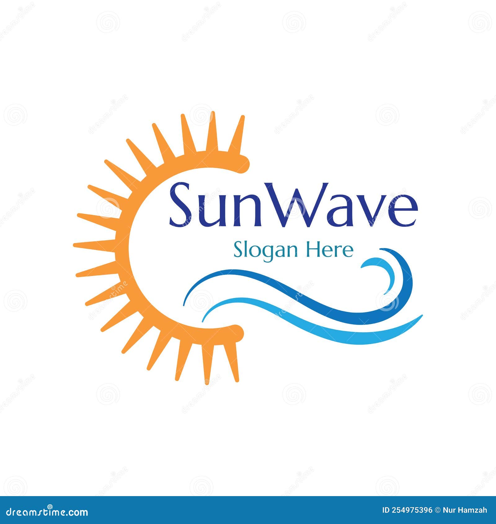 Sun and Waves Illustration Design Vector Template Stock Vector ...