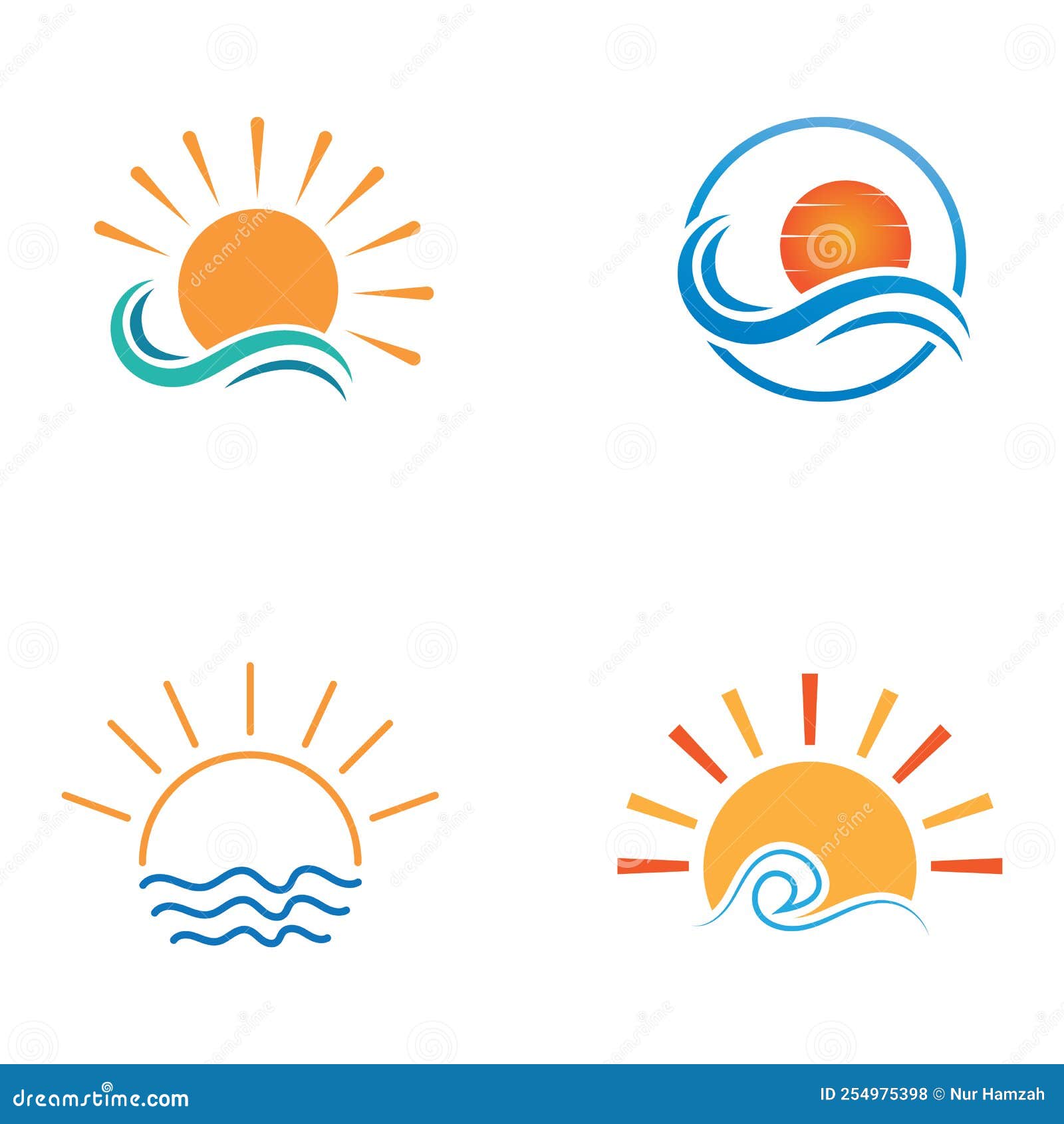 Sun and Waves Illustration Design Vector Template Stock Vector ...