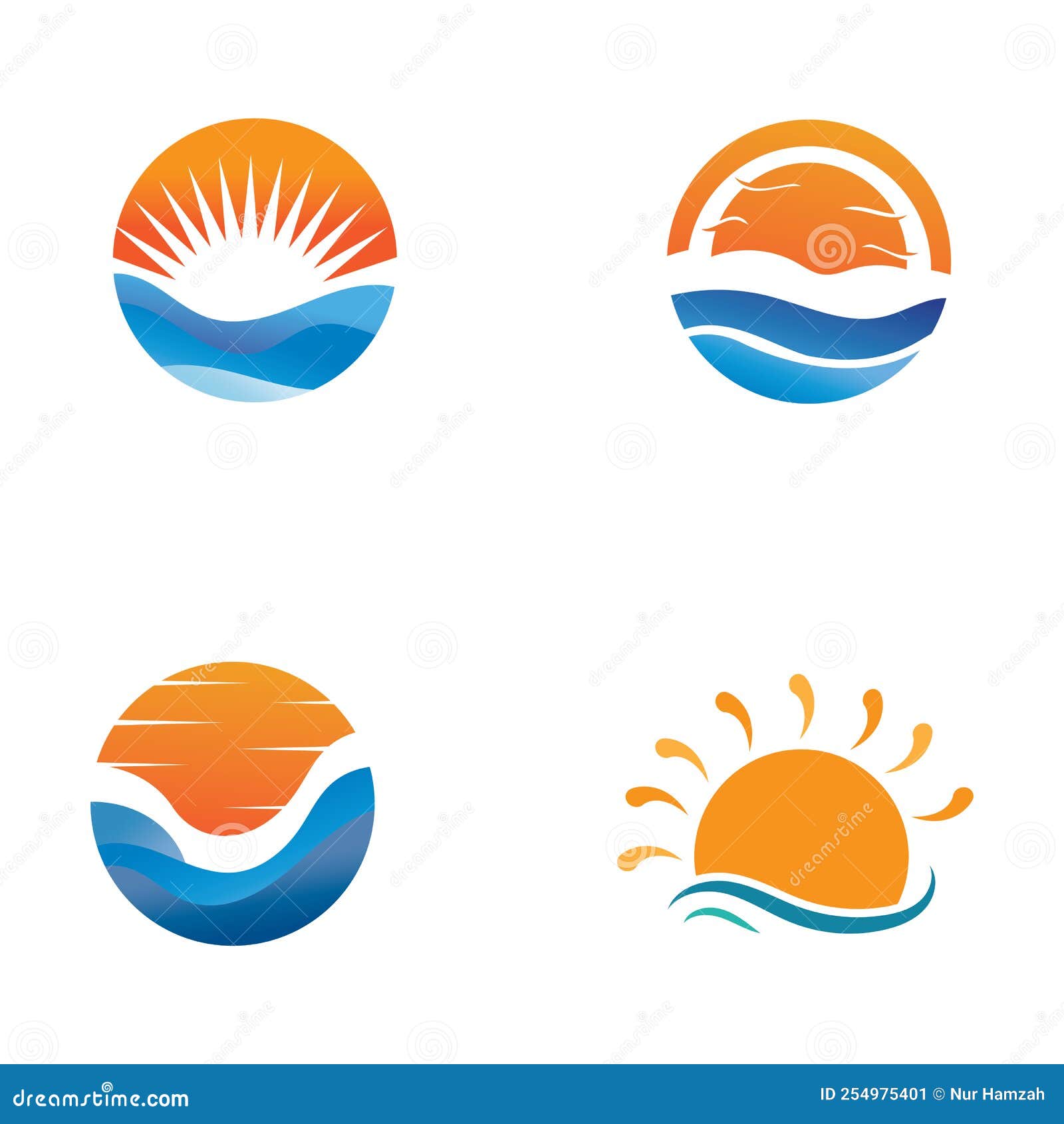 Sun and Waves Illustration Design Vector Template Stock Vector ...