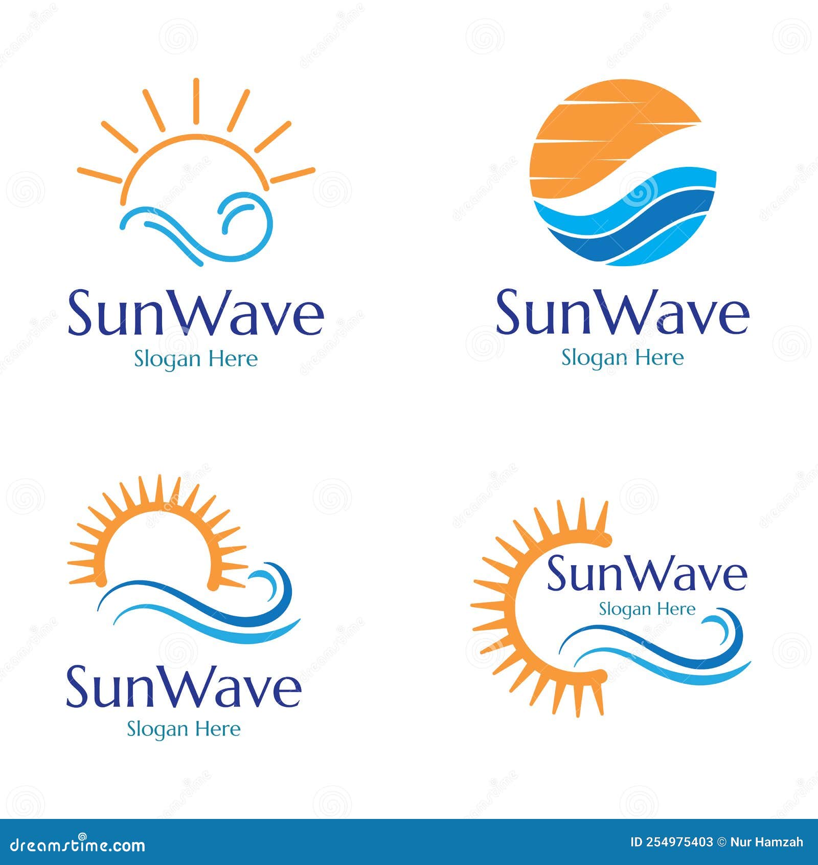 Sun and Waves Illustration Design Vector Template Stock Vector ...