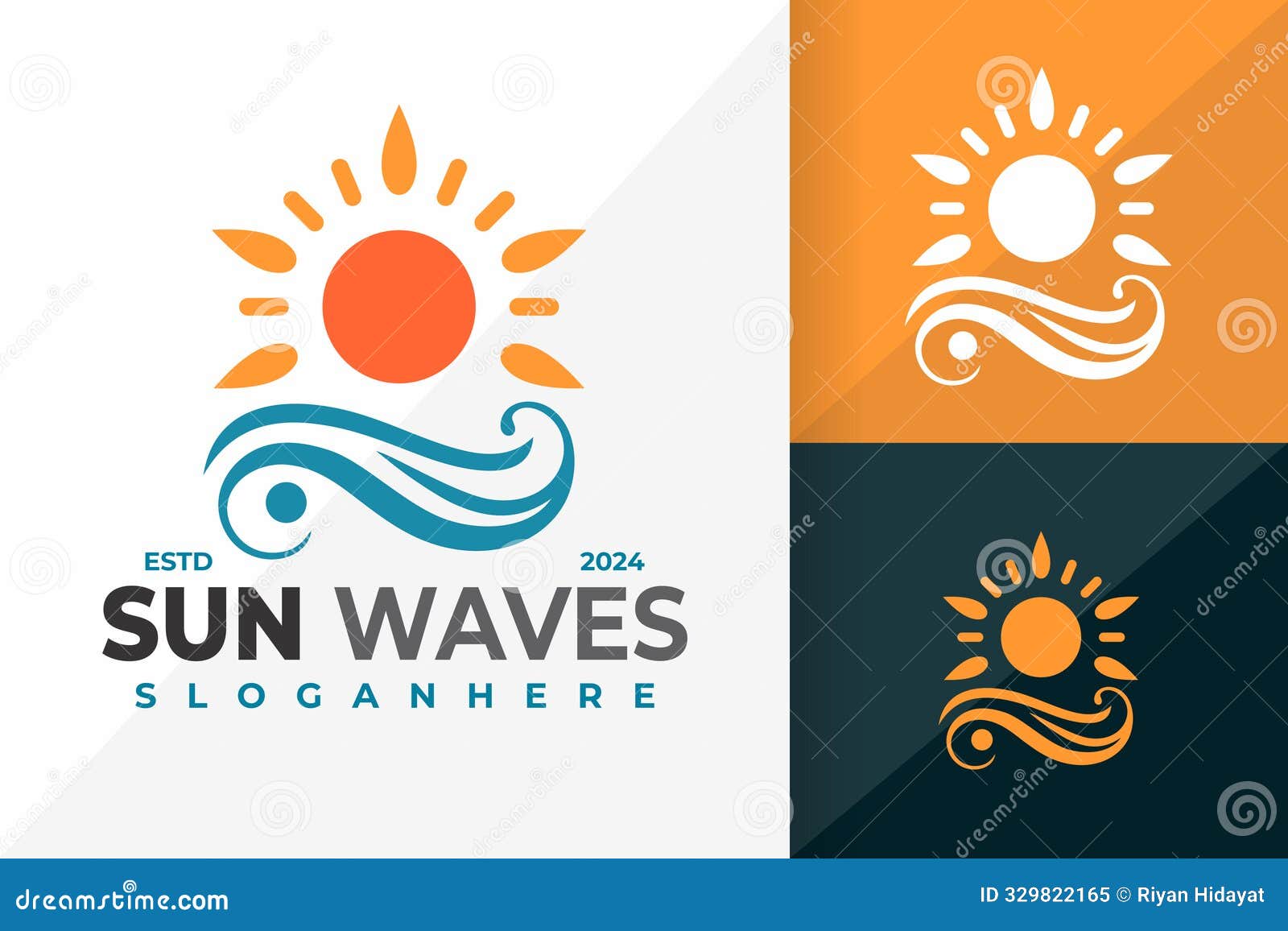 Sun Waves Logo Design Vector Symbol Icon Illustration Stock ...