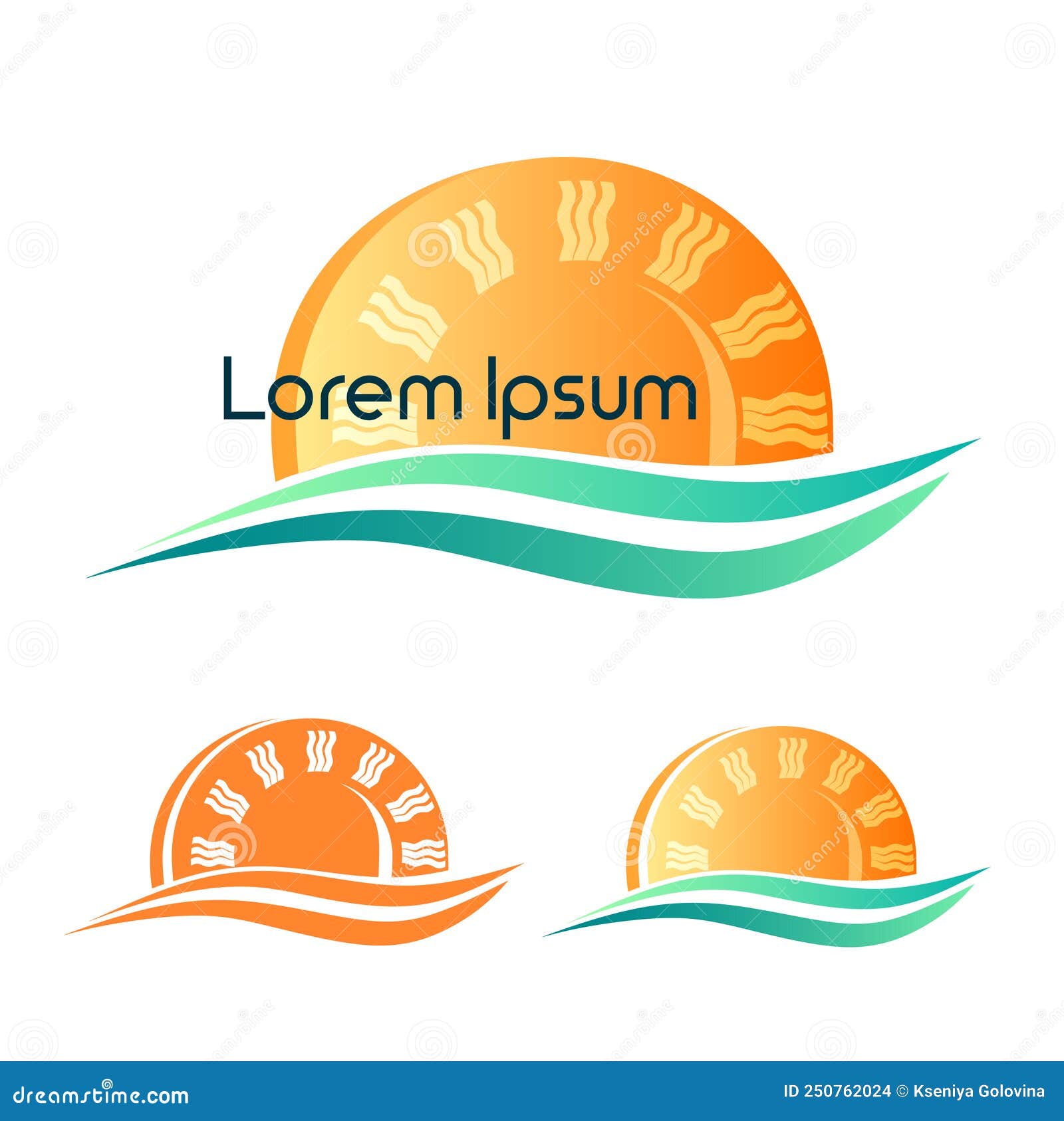 The Sun and the Waves of the Sea, a Color Logo, Emblem. Vector ...
