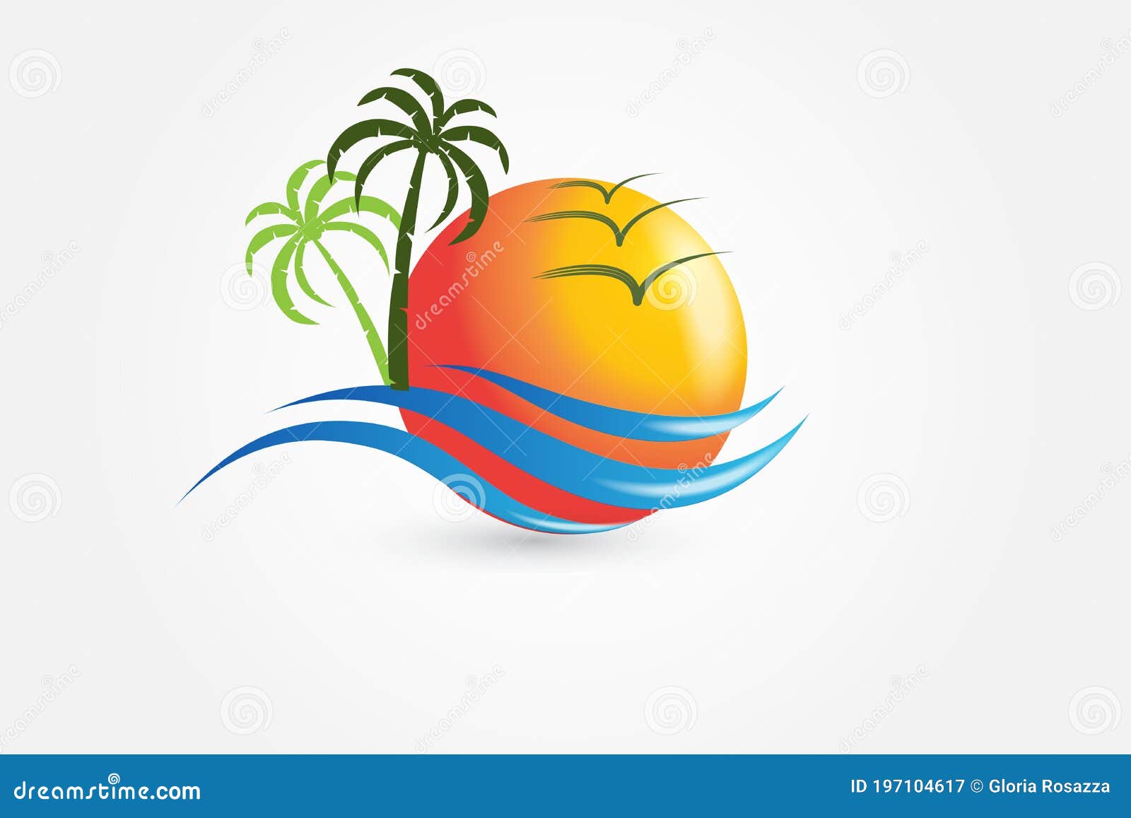 Sun and Waves Tropical Logo Id Card Vector Stock Vector - Illustration ...