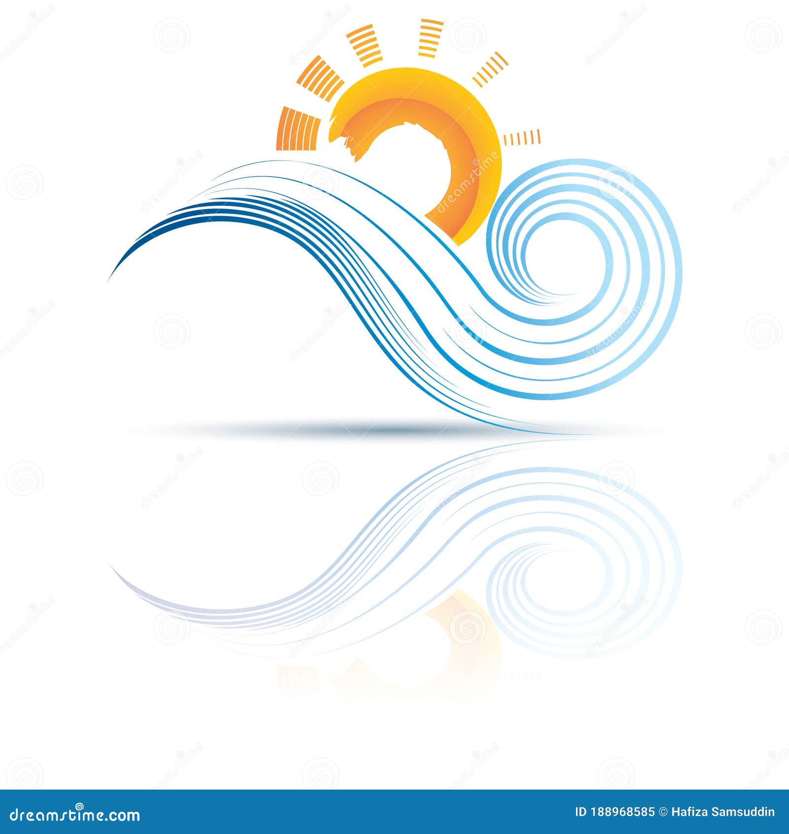 Sun and Waves. Vector Illustration Decorative Design Stock Vector ...