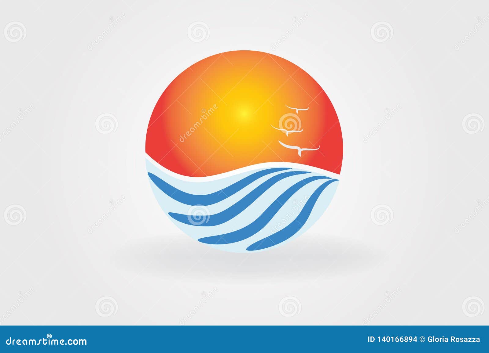 Sun and Wavy Beach Logo Vector Stock Vector - Illustration of flying ...