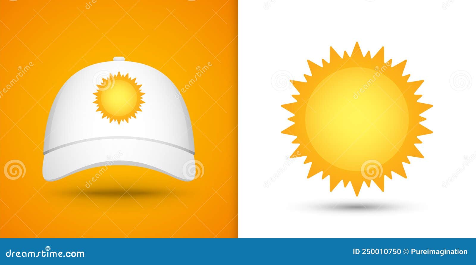 Sun on White Baseball Cap. Vector Illustration Stock Vector ...