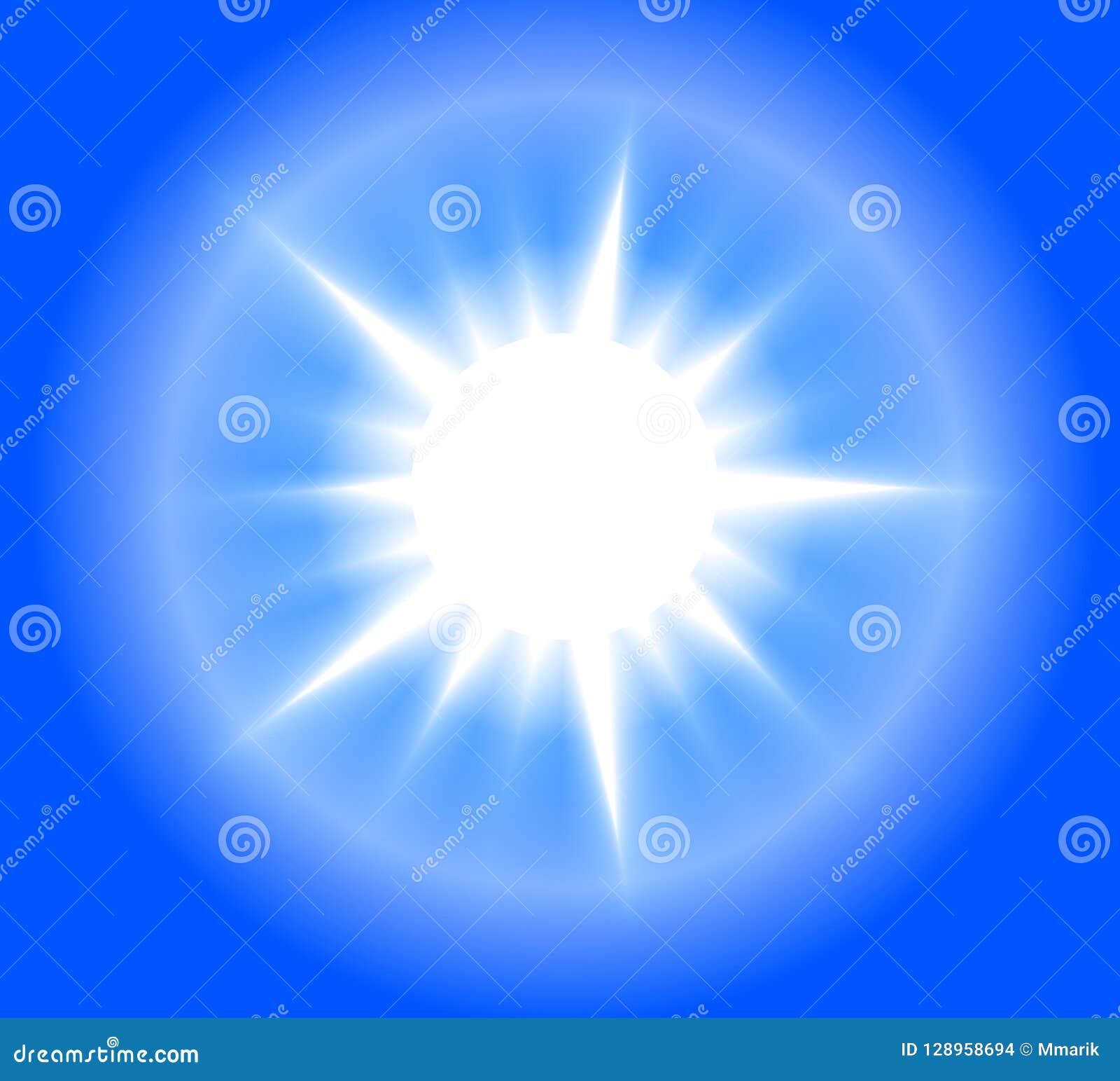 Sun with White Shining Rays on Blue Sky Stock Vector - Illustration of ... Sun with White Shining Rays on Blue Sky Stock Vector - Illustration of ...