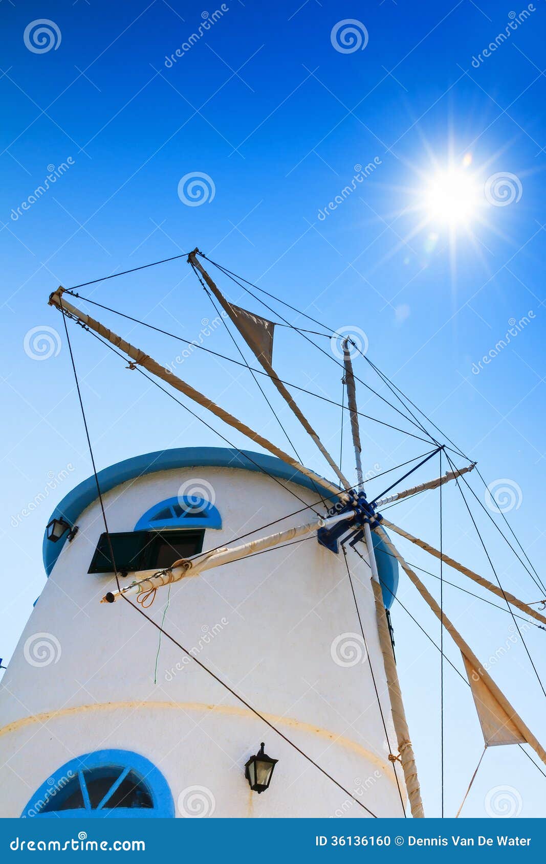 Sun windmill stock photo. Image of town, islands, historic - 36136160
