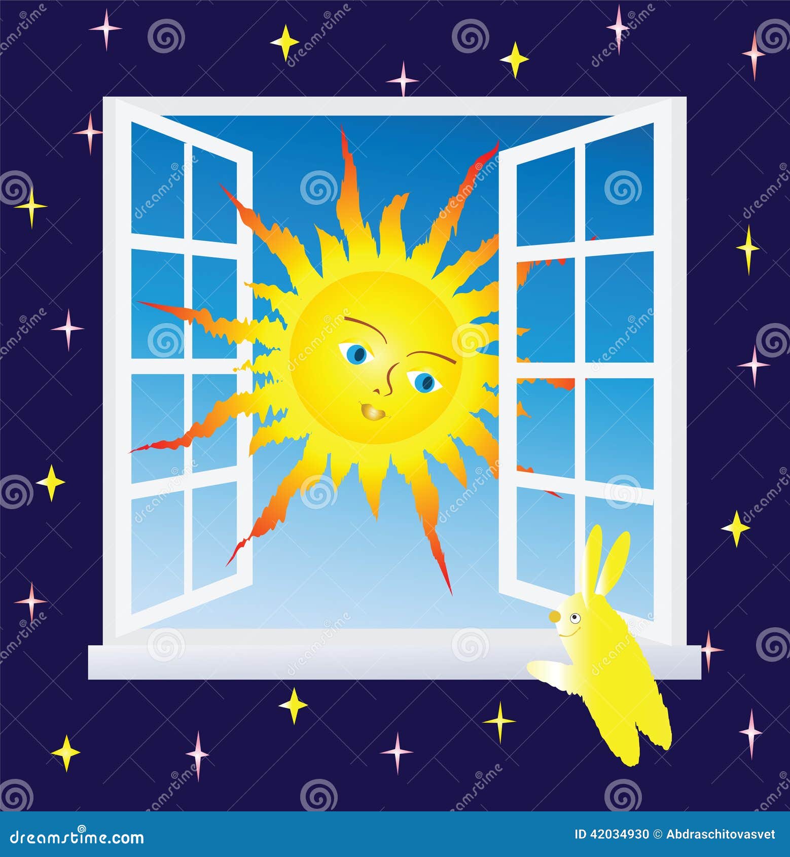 The Sun in the window stock vector. Illustration of shiny - 42034930