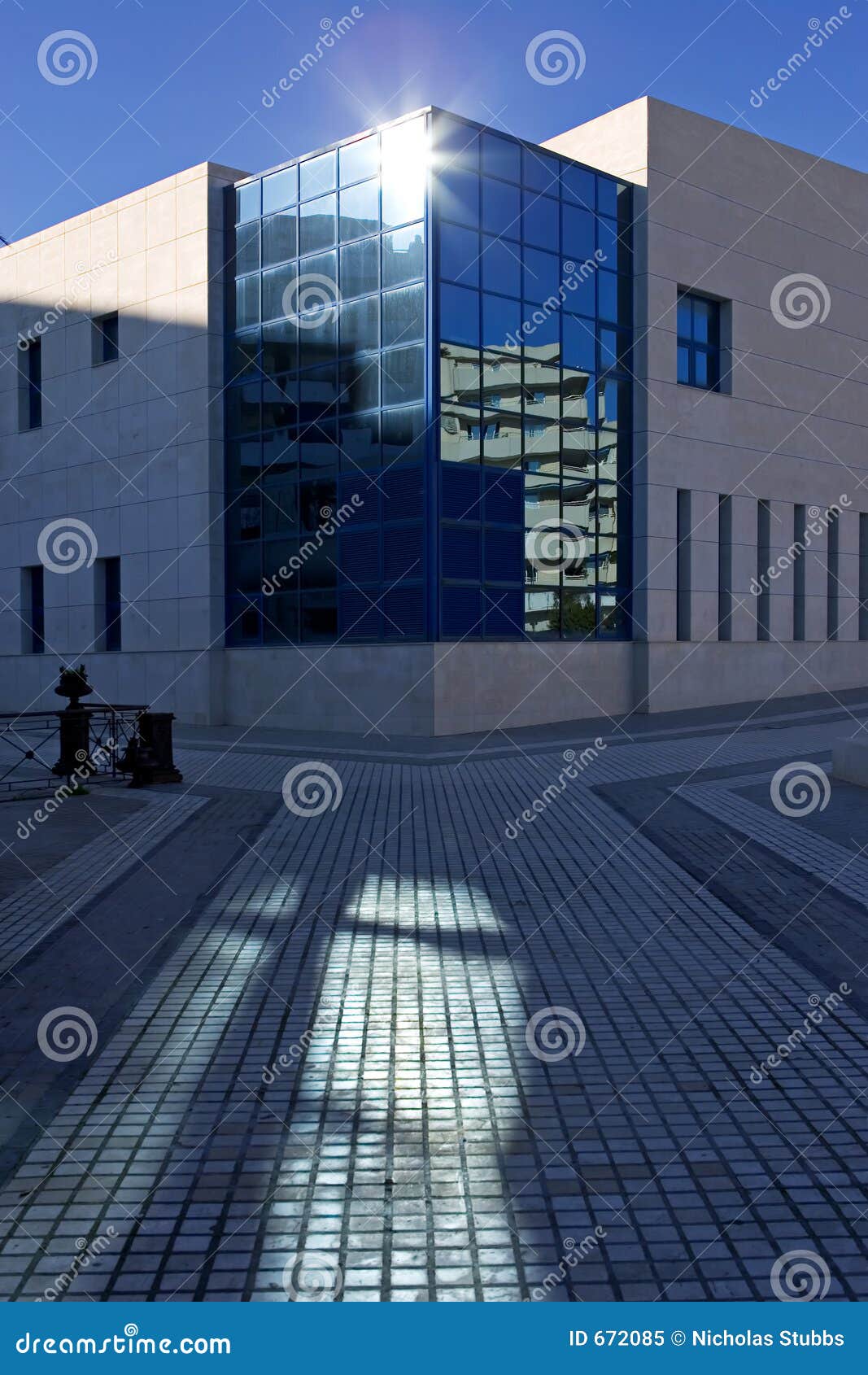 Sun on Windows of Modern Office Building Stock Image - Image of block ...