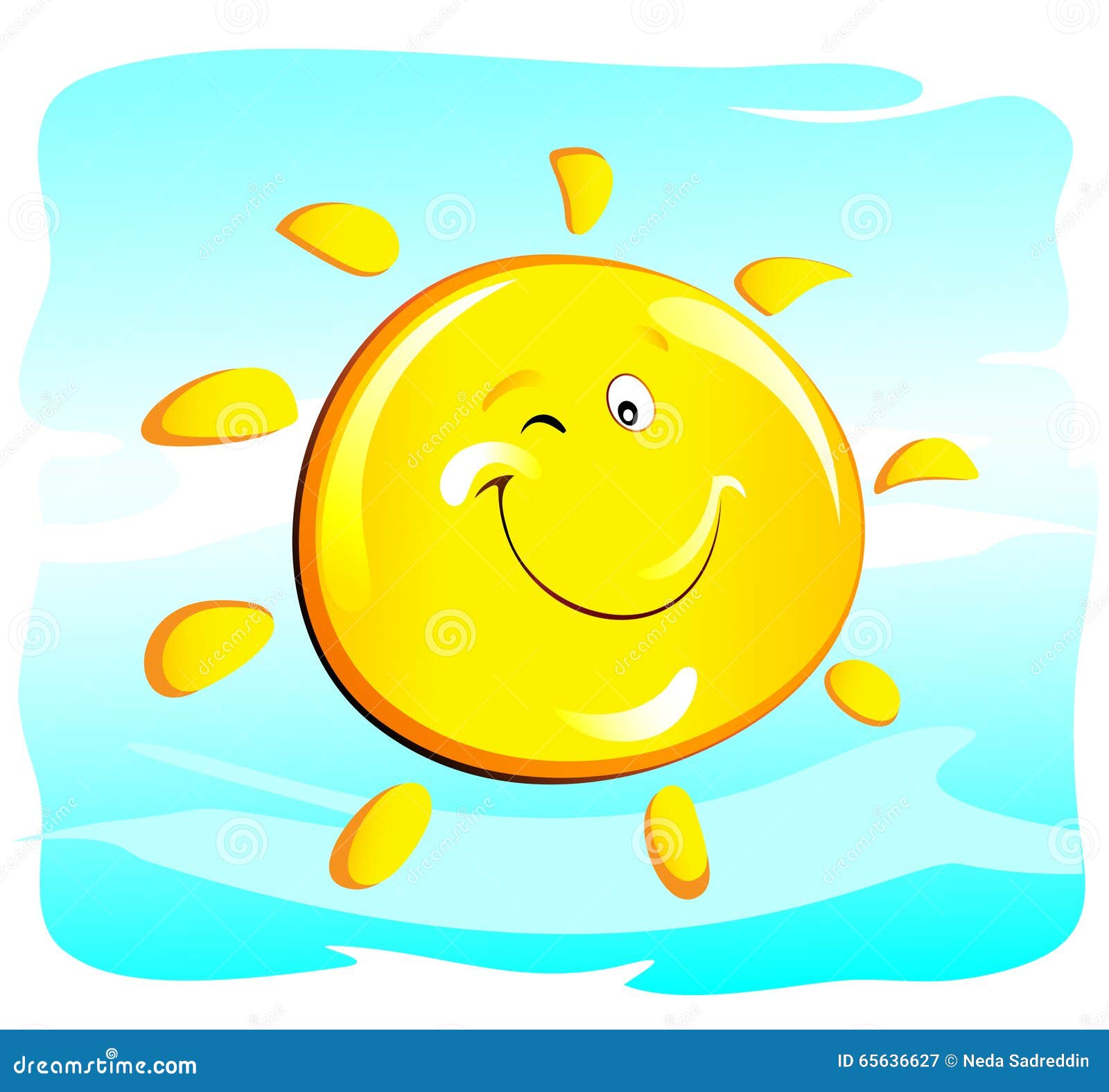 Sun (winking) stock vector. Illustration of cartoon, cheerful - 65636627