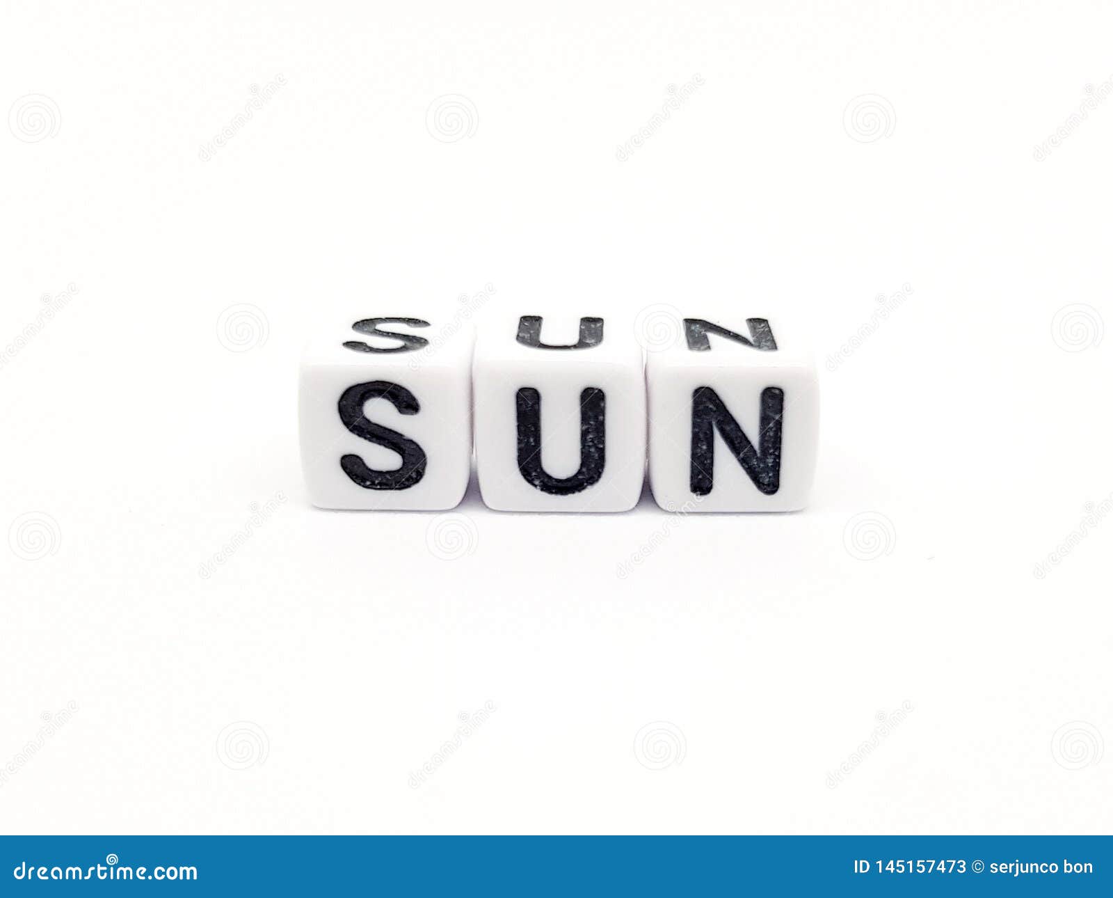 Sun Word Built with White Cubes and Black Letters on White Background ...