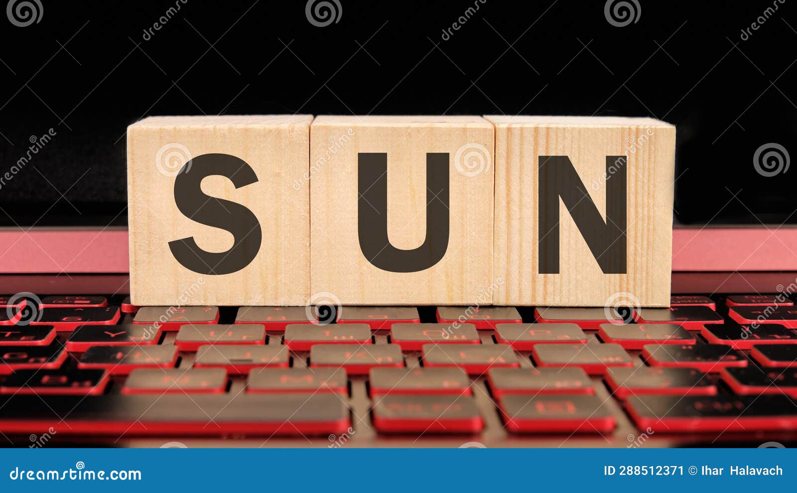 Sun Written on Wooden Cubes on the Laptop Keyboard Stock Image - Image ...