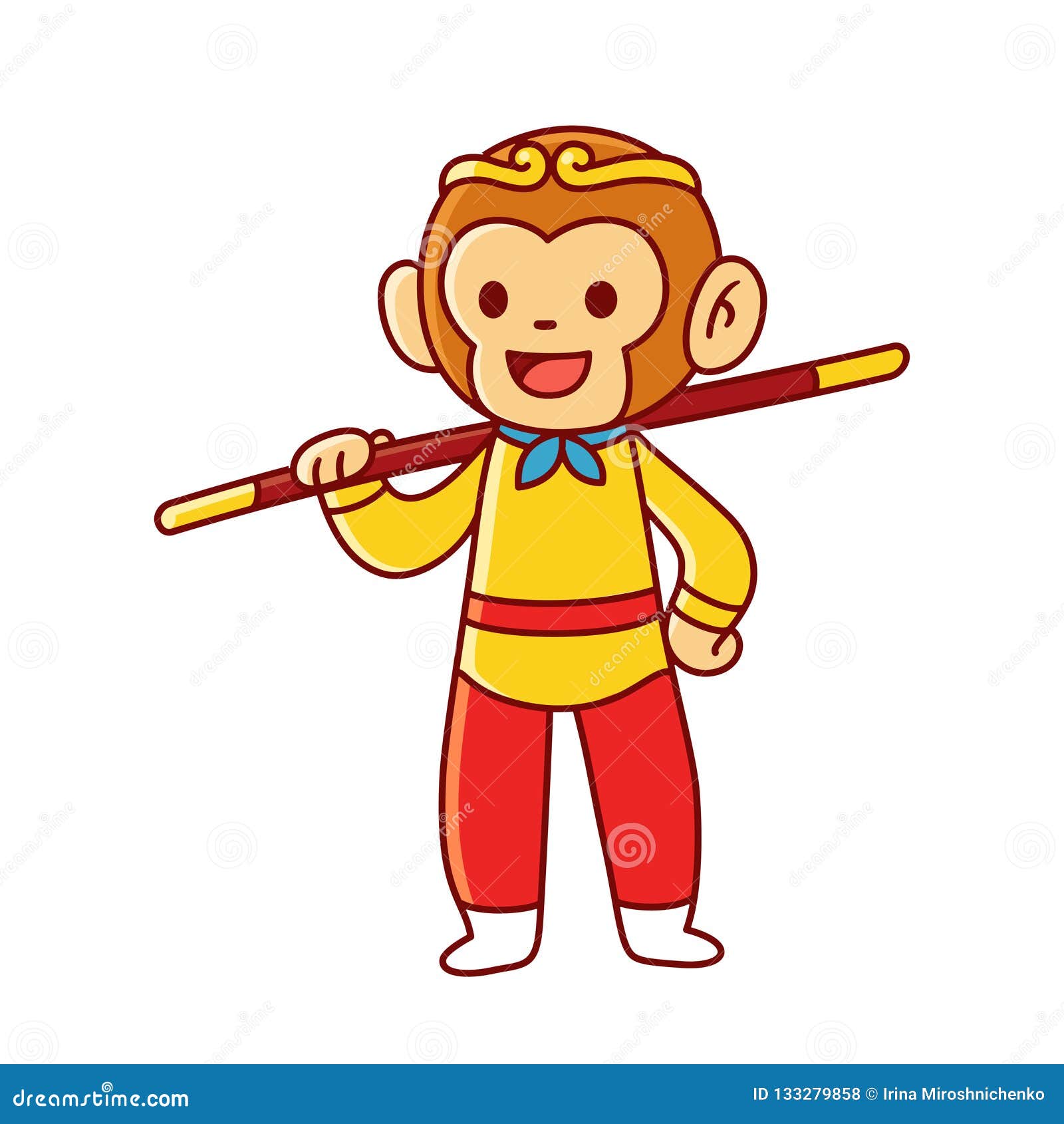 Sun Wukong, rey del mono ilustración del vector. Ilustración de chino ...