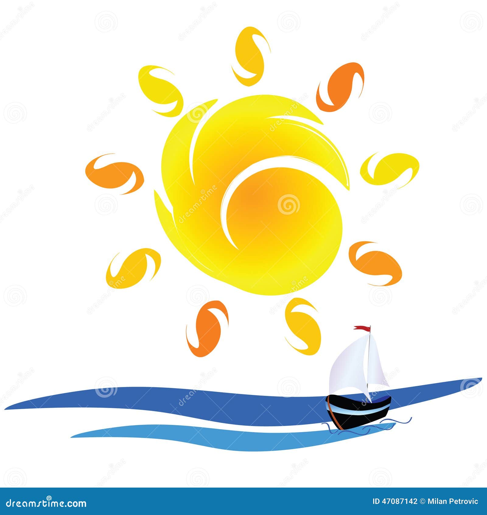 Sun Y El Barco En El Mar Vector El Ejemplo Ilustración del Vector ...