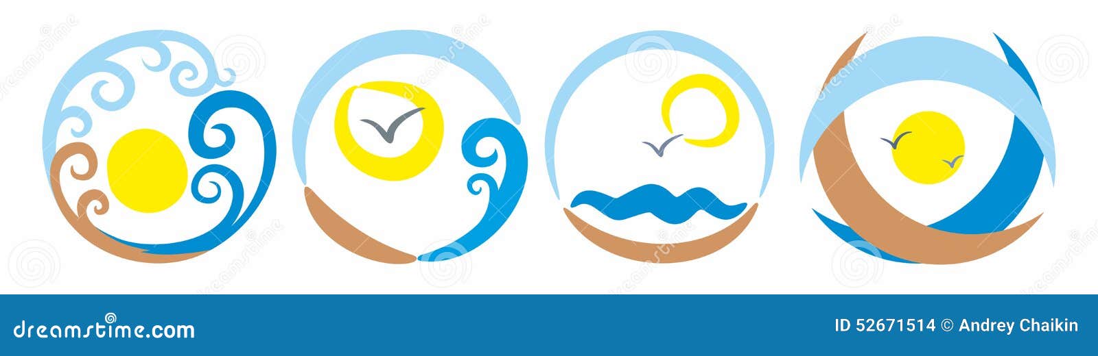 Sun y logotipo del mar ilustración del vector. Ilustración de insignia ...