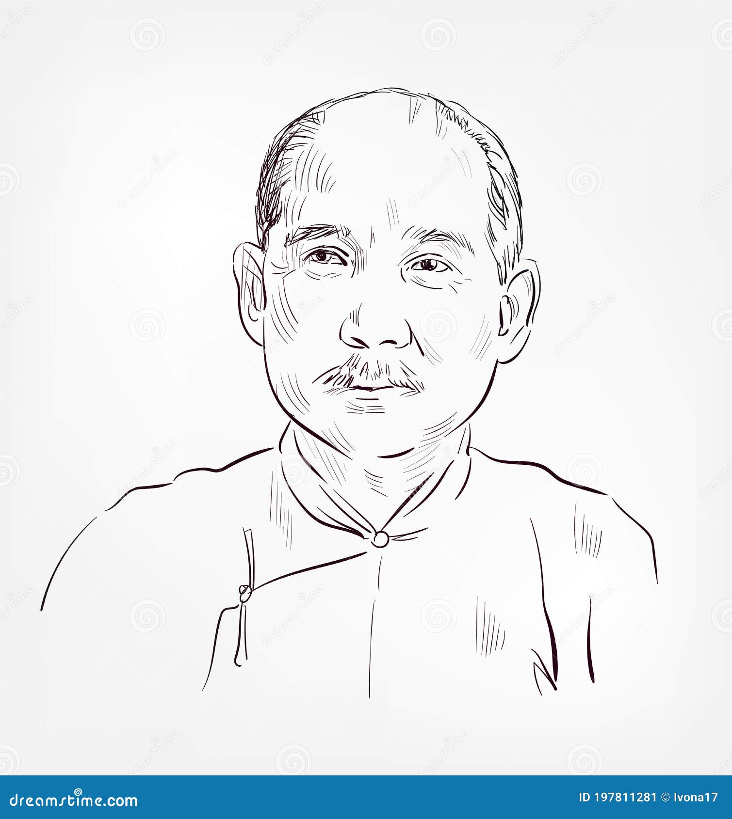 Sun Yat-sen Vector Sketch Portrait Isolated Editorial Photo ...