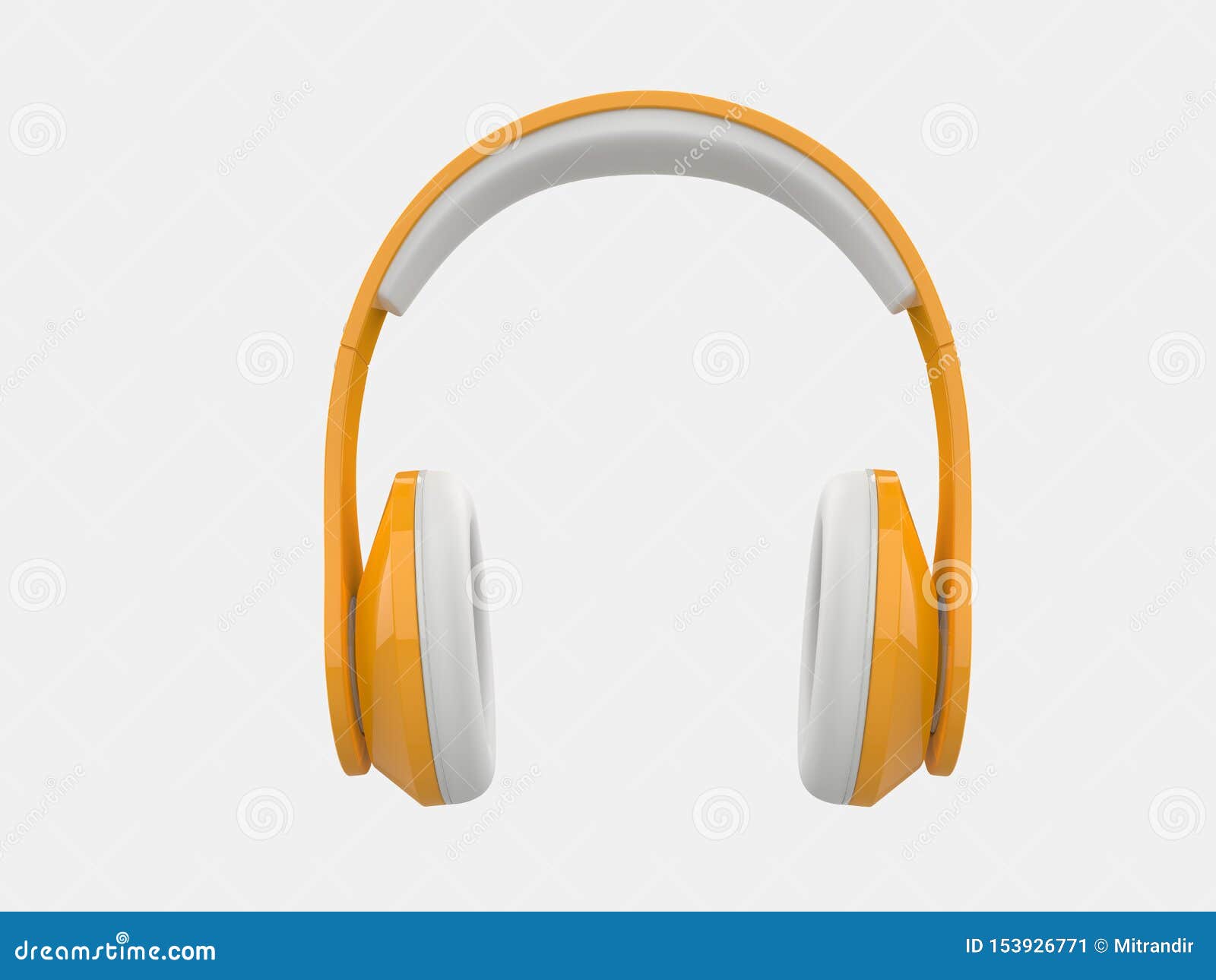 Sun Yellow Modern Wireless Headphones - Front View Stock Illustration ...
