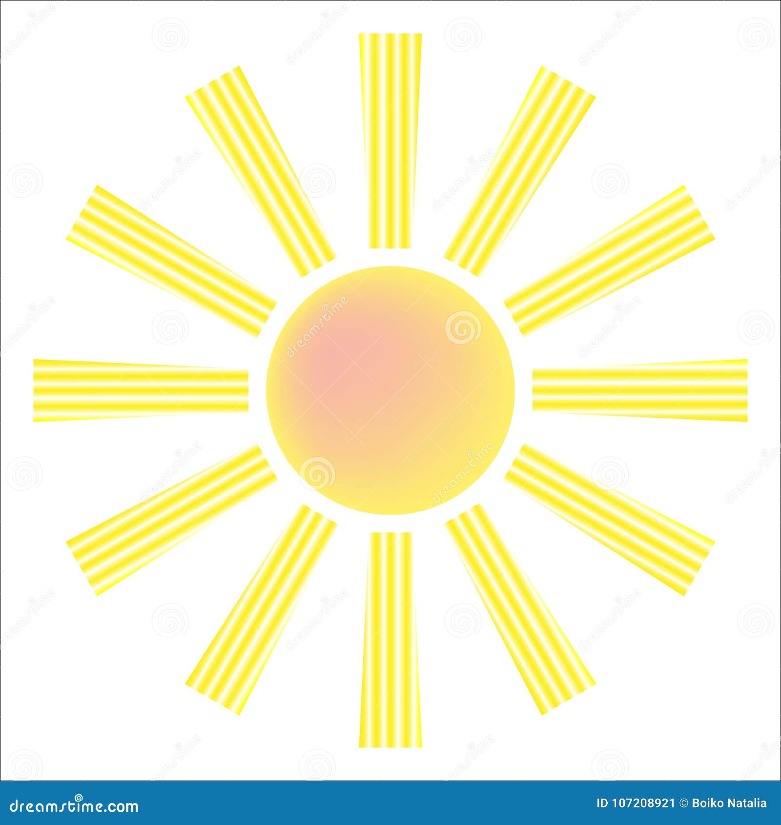 Sun with yellow rays stock vector. Illustration of blank - 107208921