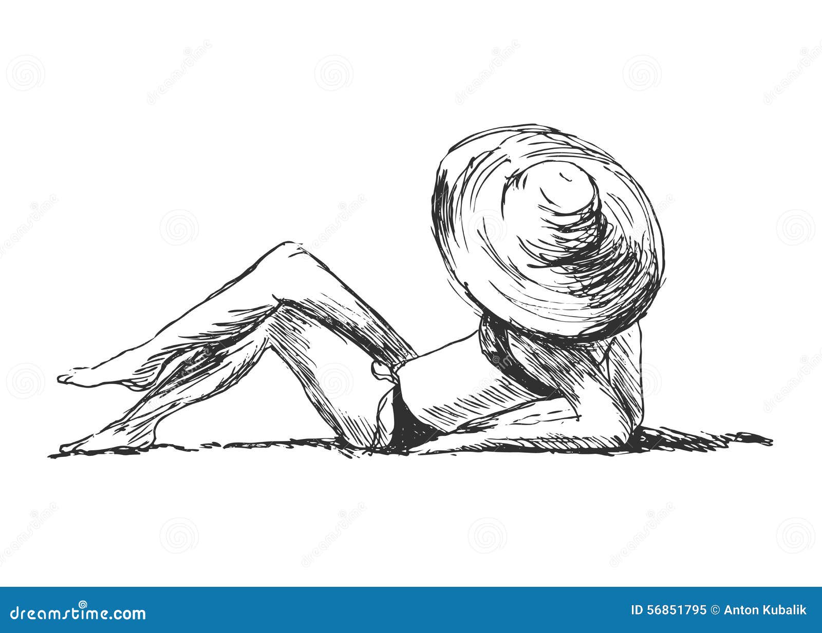 Sunbather women with hat stock vector. Illustration of summertime ...