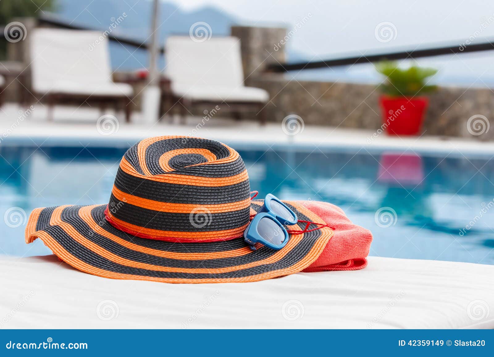 Sunbathing Accessories on Beach Towel Stock Image - Image of enjoy ...