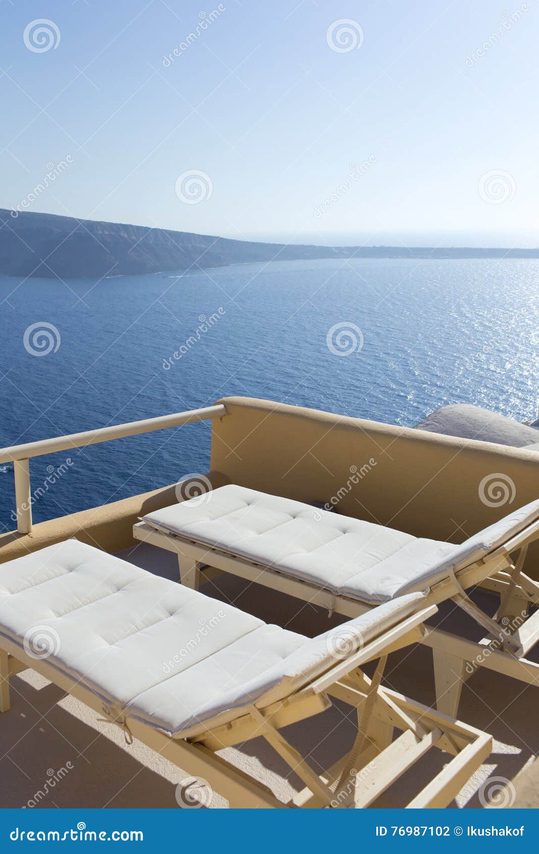 Sunbathing Area with a Beautiful View of the Sea and Mountains Stock ...