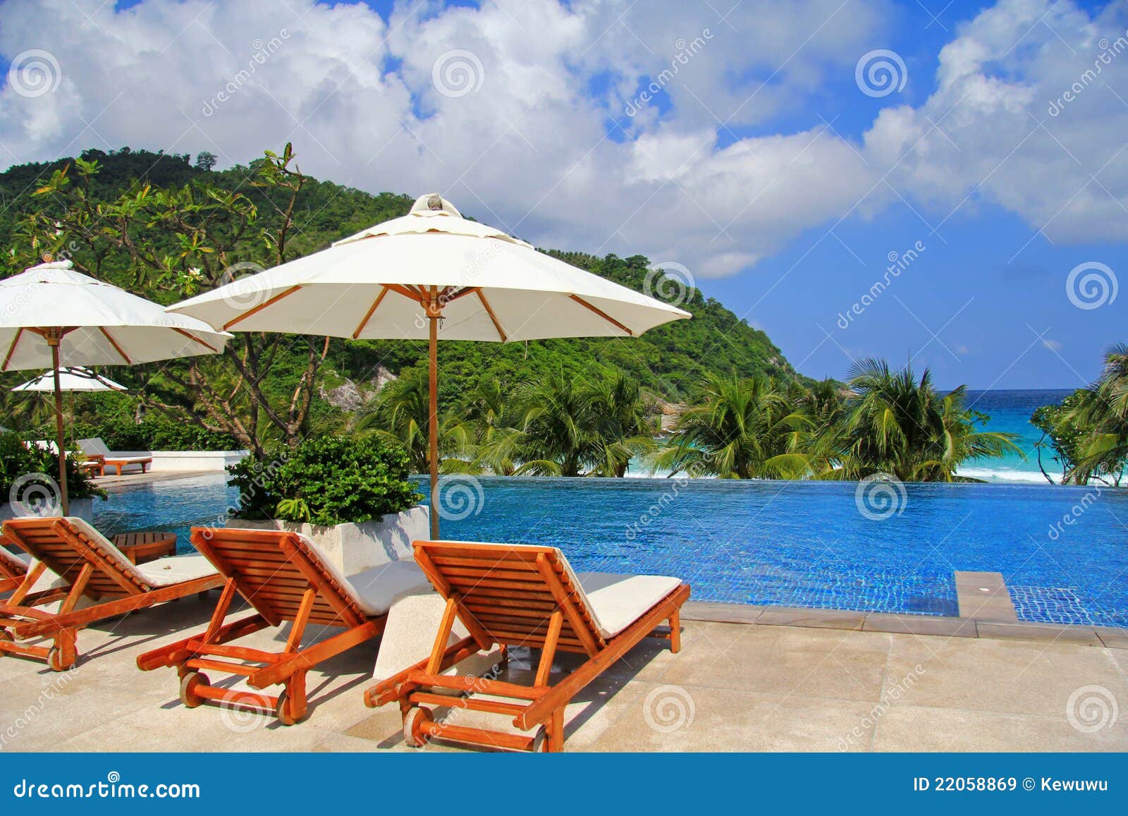 Sunbathing Beds at the Swimming Pool Stock Image - Image of climate ...