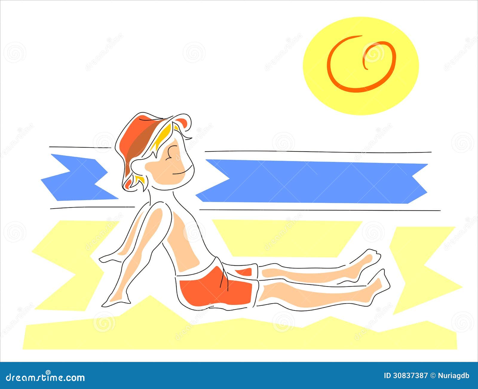 Sunbathing stock vector. Illustration of august, human - 30837387