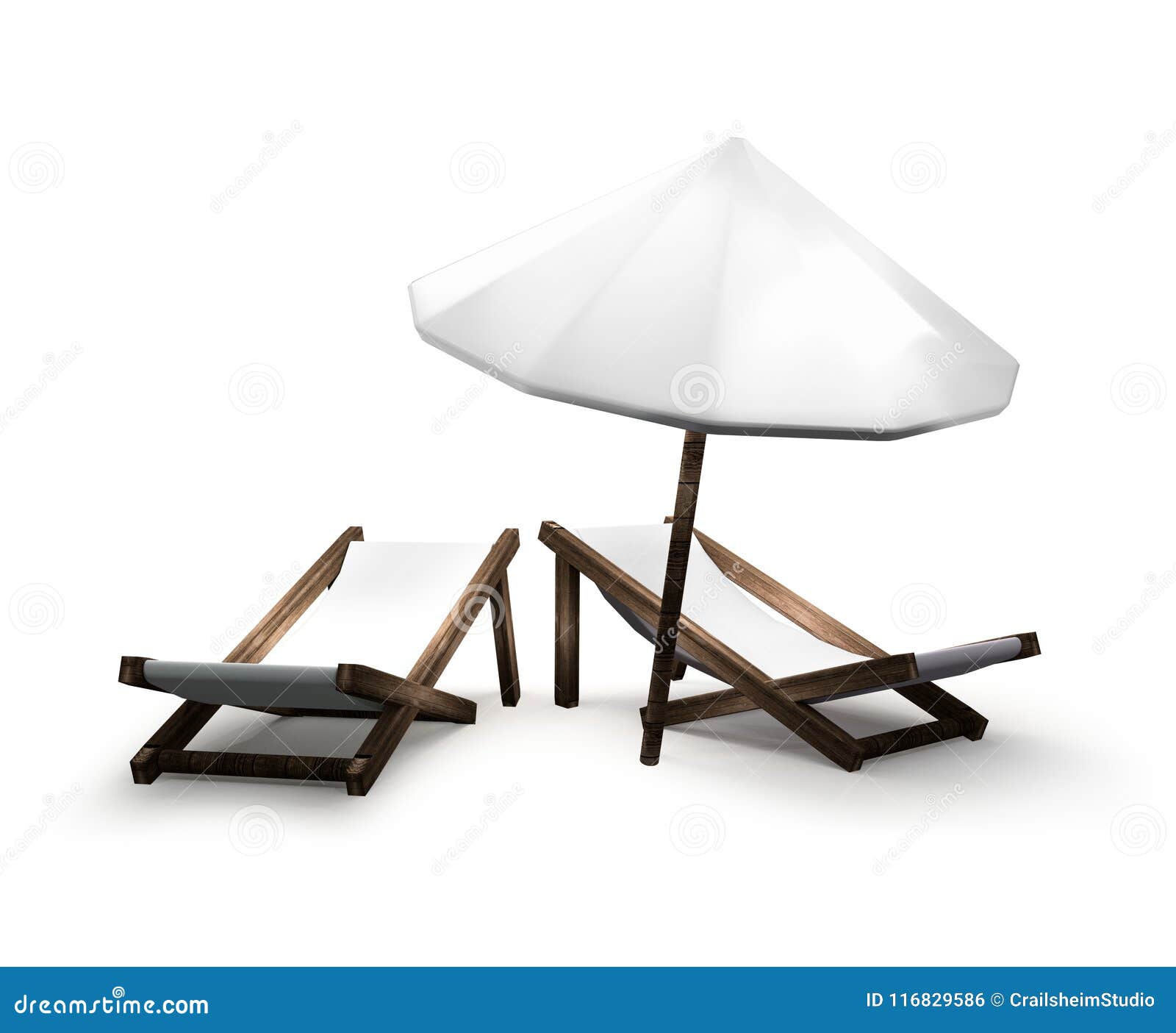 Sunbathing Sunbeds Beach Chairs 3d Rendering Stock Illustration ...