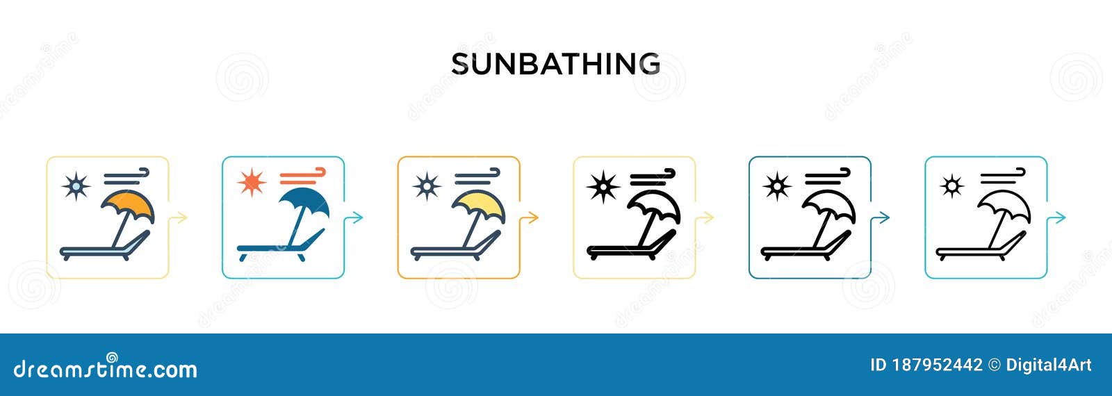 Sunbathing Vector Icon in 6 Different Modern Styles. Black, Two Colored ...