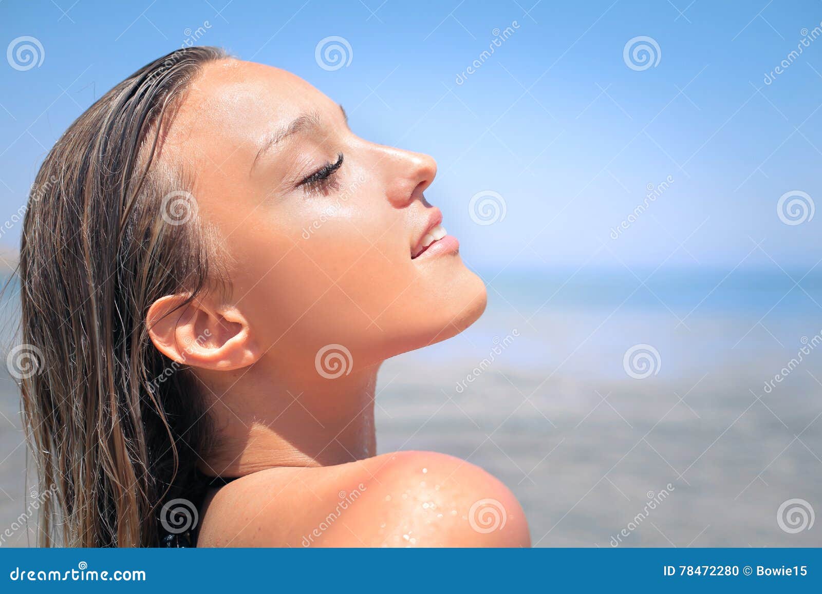 Sunbathing woman stock photo. Image of water, cosmetics - 78472280