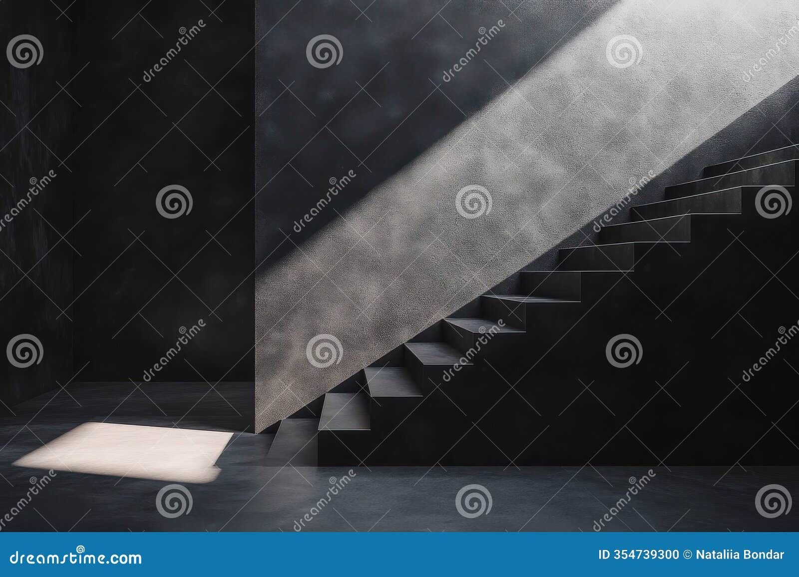 Sunbeam Casting Light on Minimalist Concrete Staircase in Modern ...