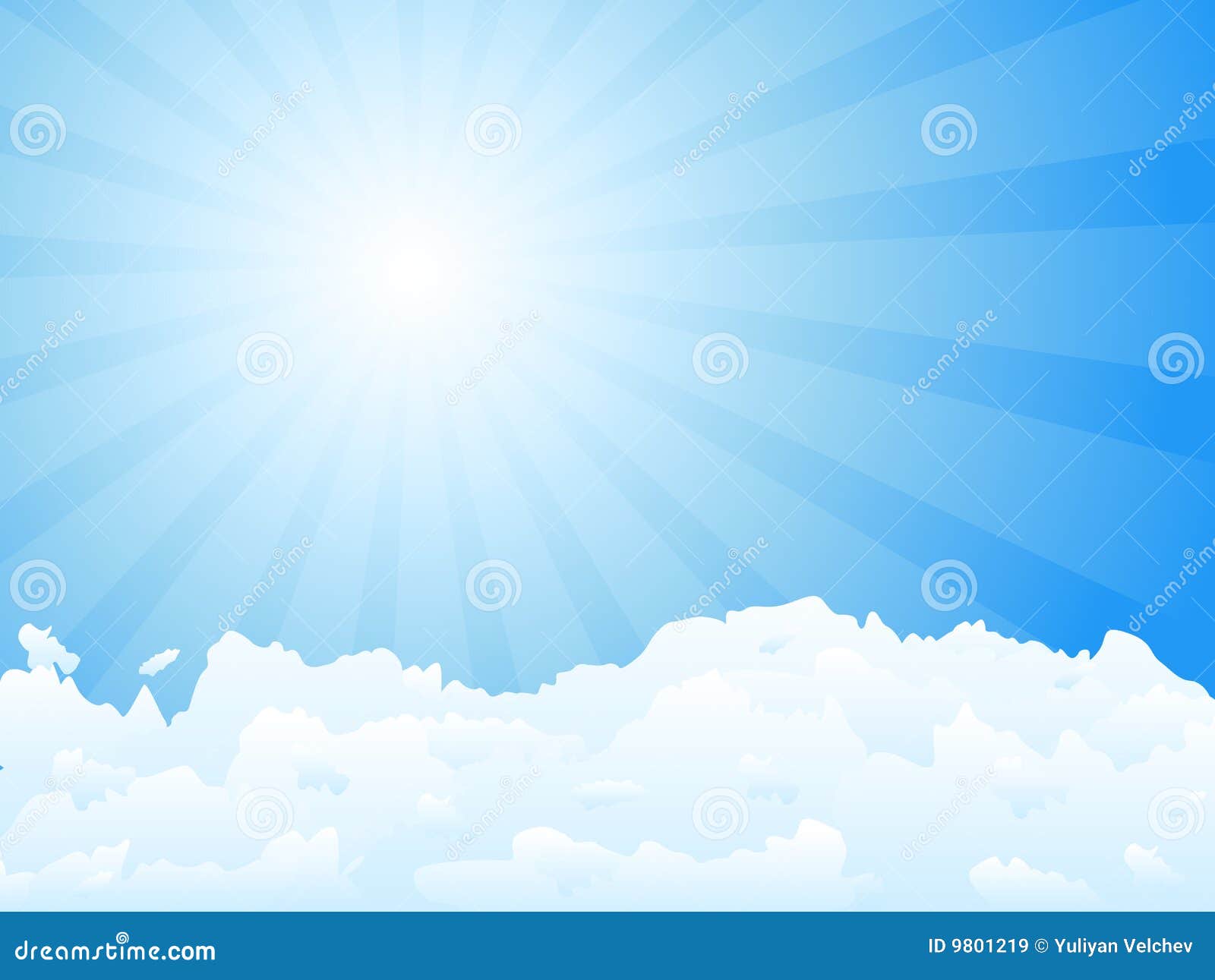 Sunbeam and clouds stock vector. Illustration of vector - 9801219