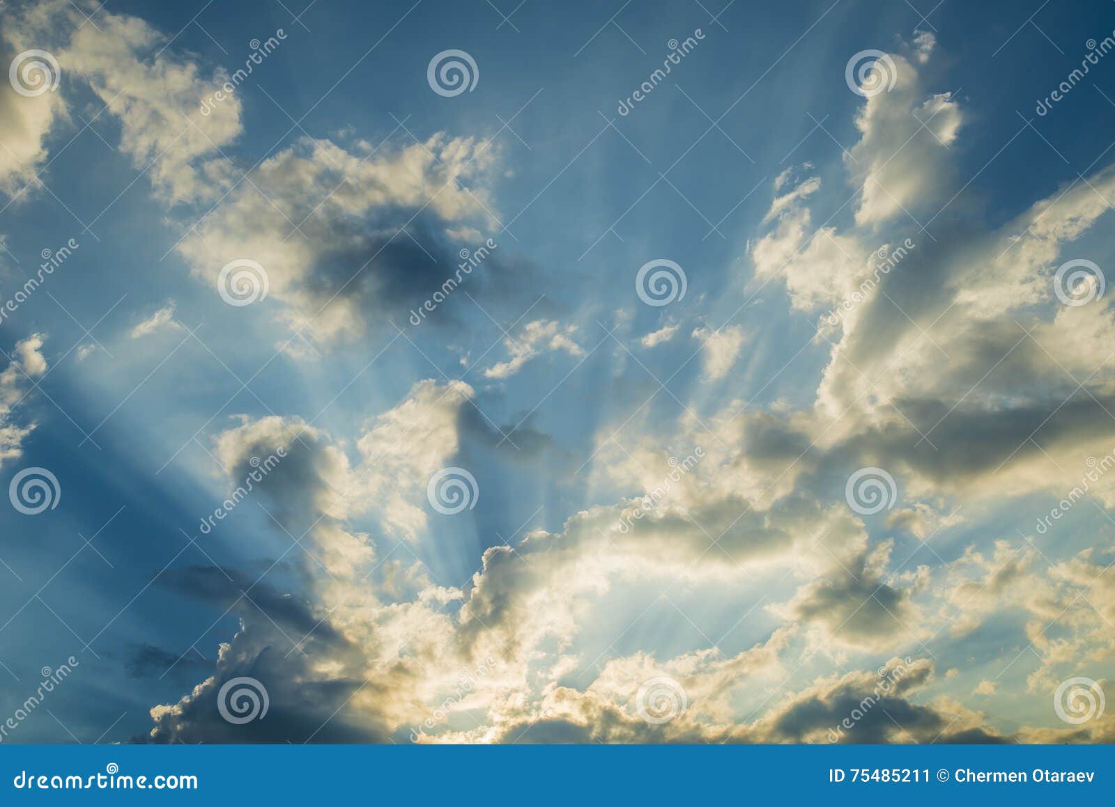 Sunbeam through the Clouds on Blue Sky: Can Be Used As Background Stock ...