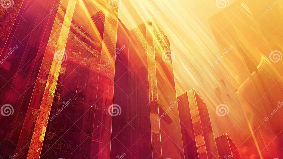 Sunbeam Glinting Off Vertical Geometric Structures, Creating Warm Color ...