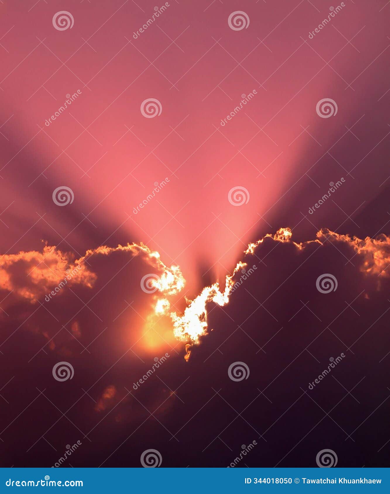 Sunbeam Through The Haze On Pink Sky, Vertical Stock Photography ...