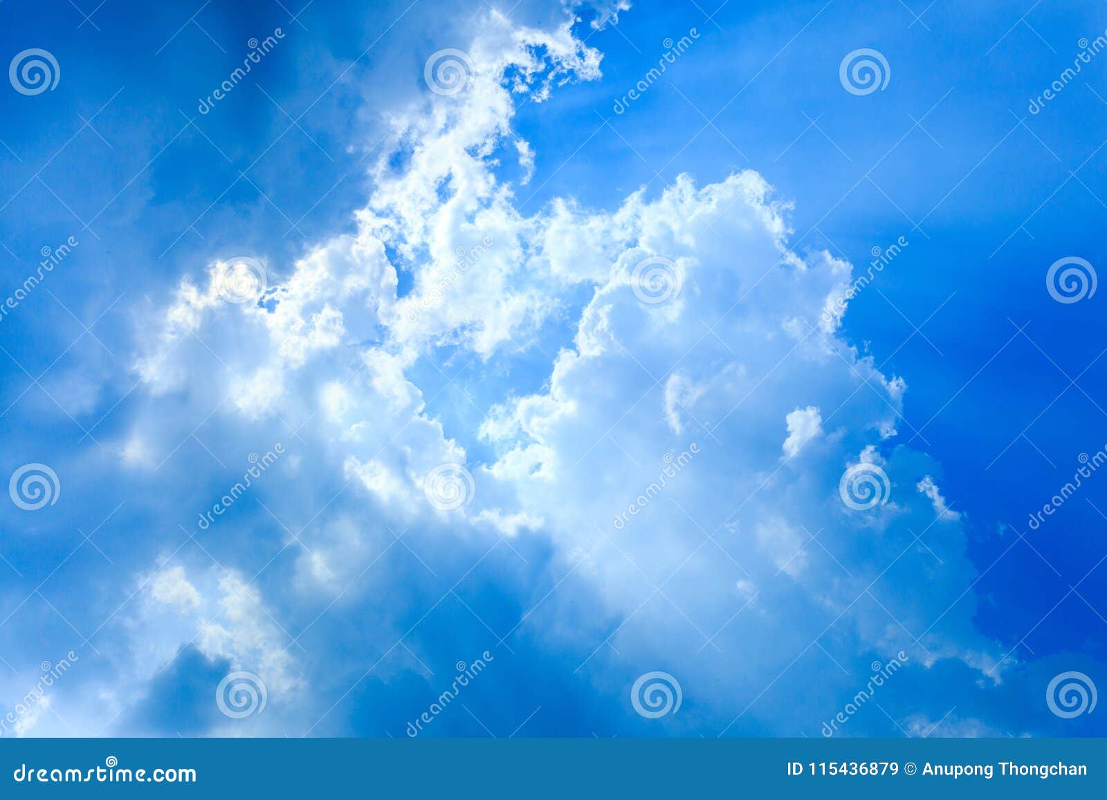 Sunbeam Shine through the Cloud on the Blue Sky Stock Image - Image of ...