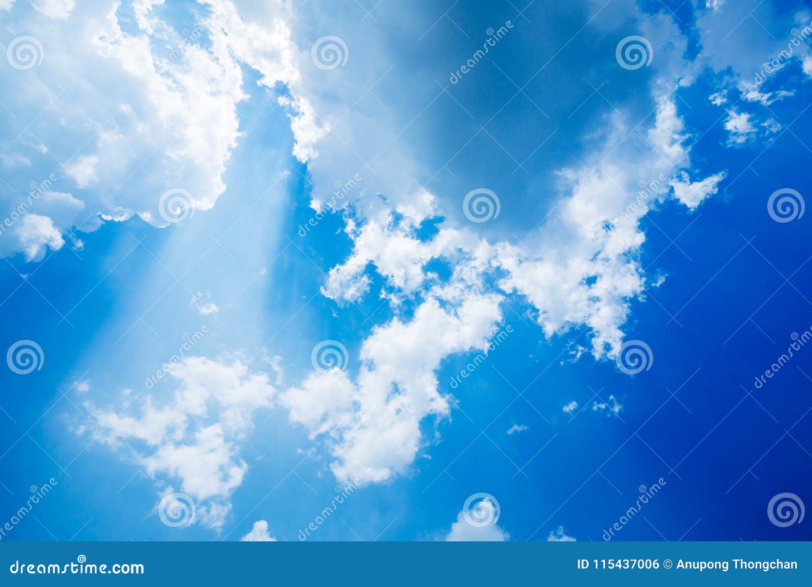 Sunbeam Shine through the Cloud on the Blue Sky Stock Photo - Image of ...