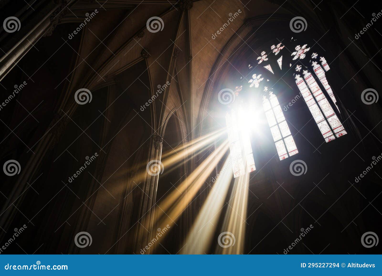 Sunbeam Streaming through a Gothic Cathedrals Window Stock Photo ...