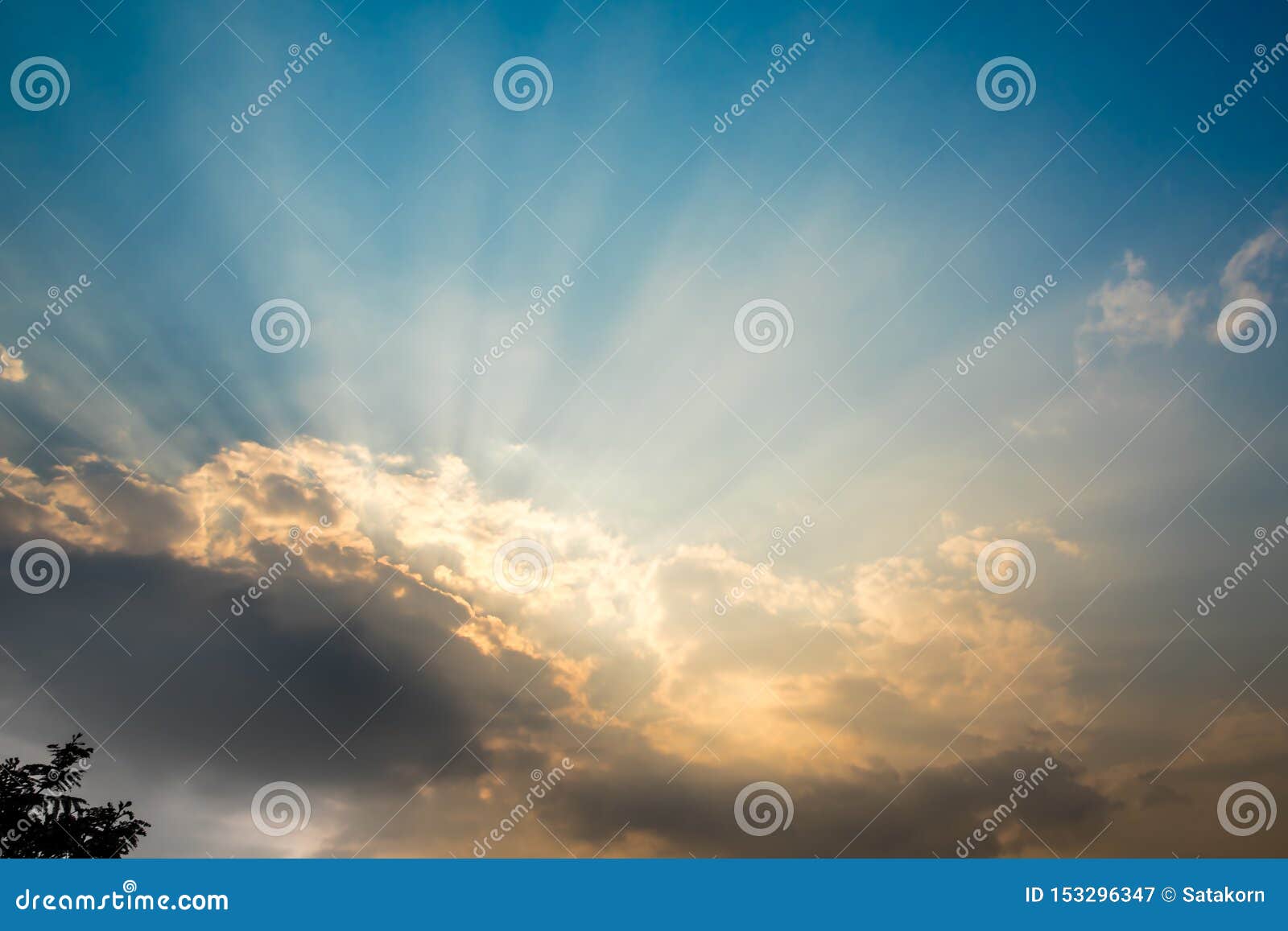 Sunbeam of the Sun Behind the Clouds Stock Image - Image of diagonal ...