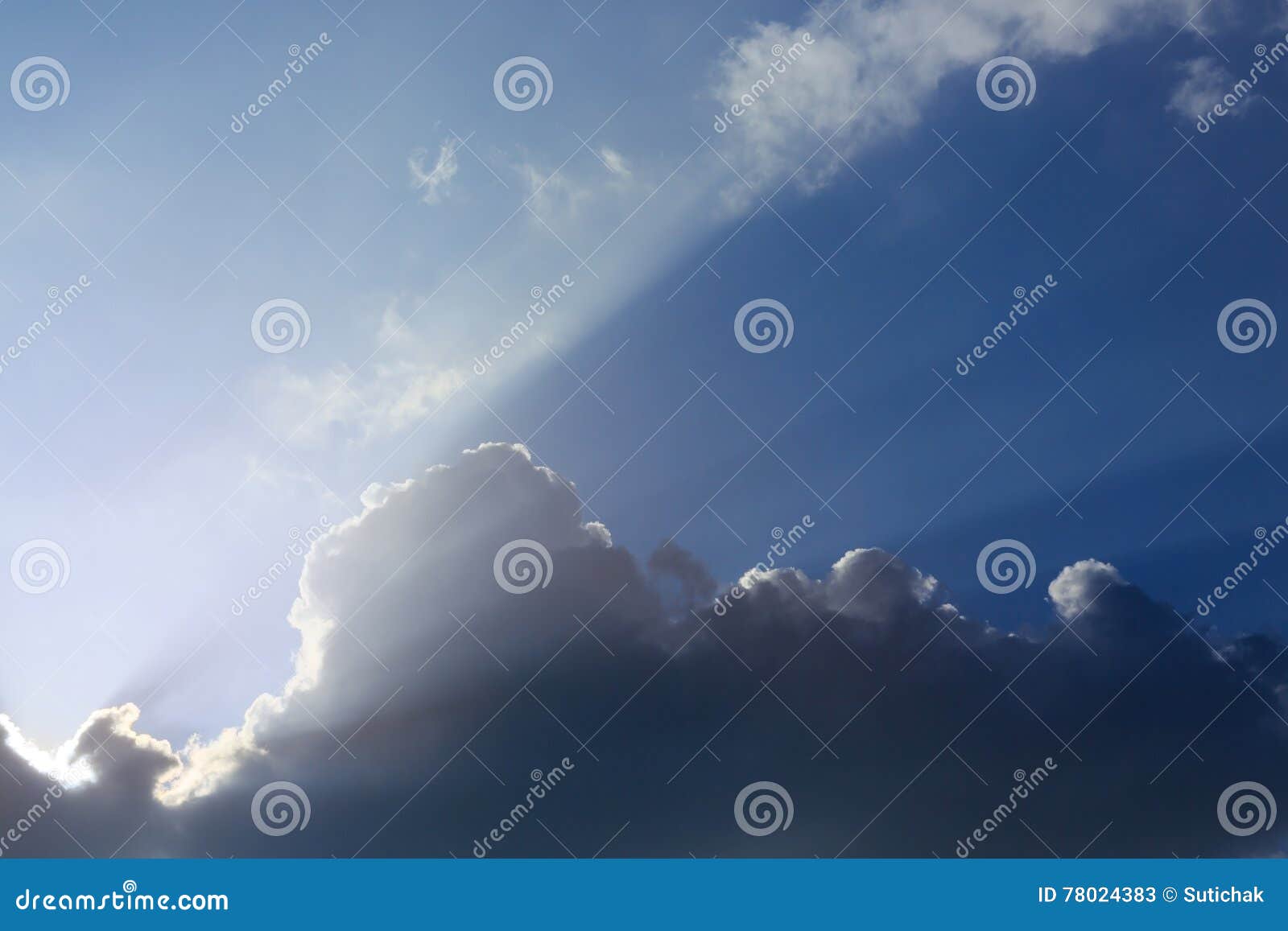 Sunbeam of Sunlight through Clouds Stock Image - Image of beauty ...