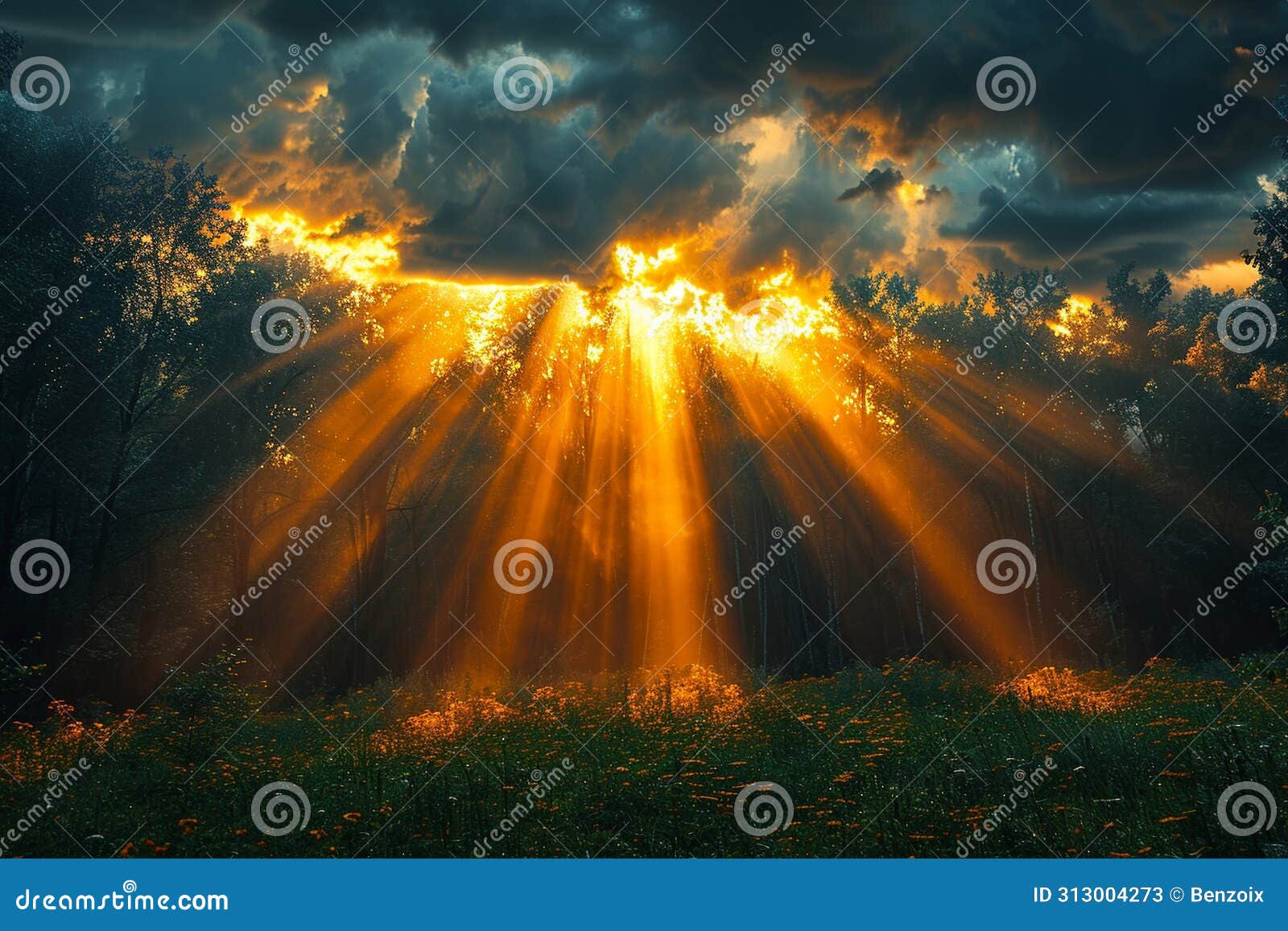 Sunbeams Breaking through Dark Clouds after a Storm Stock Image - Image ...