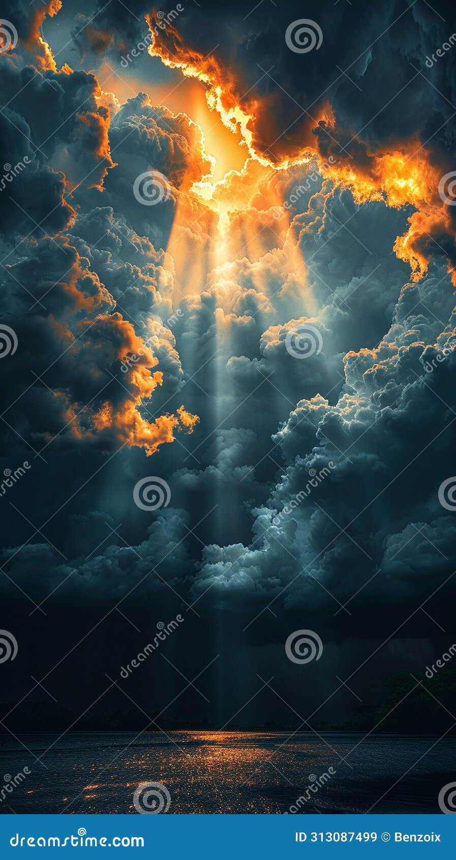 Sunbeams Breaking through Dark Clouds after a Storm Stock Image - Image ...