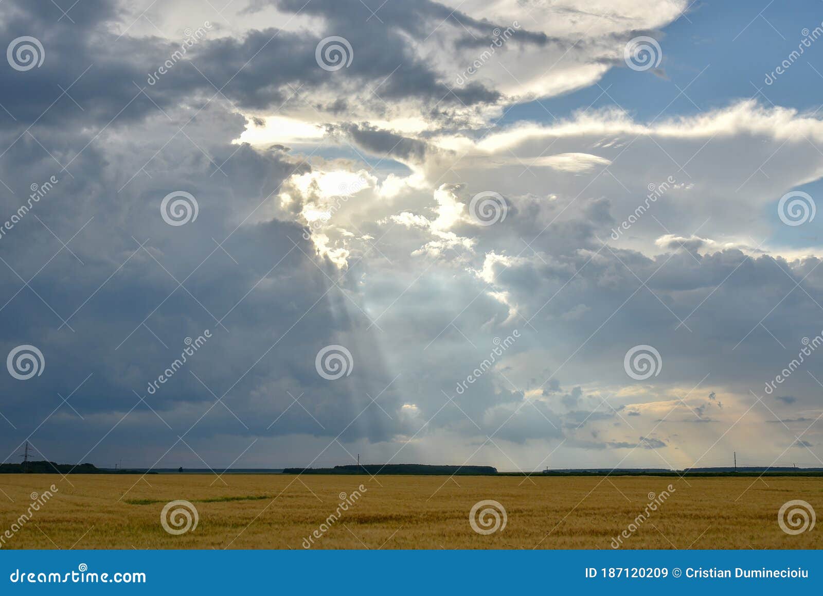 Sunbeams through Heavy Storm Clouds Stock Image - Image of outdoor ...