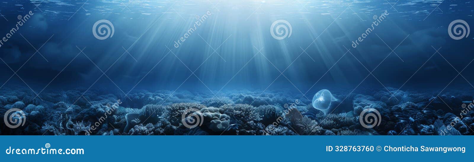 Sunbeams Illuminate the Ocean Floor, Creating a Dramatic Underwater ...